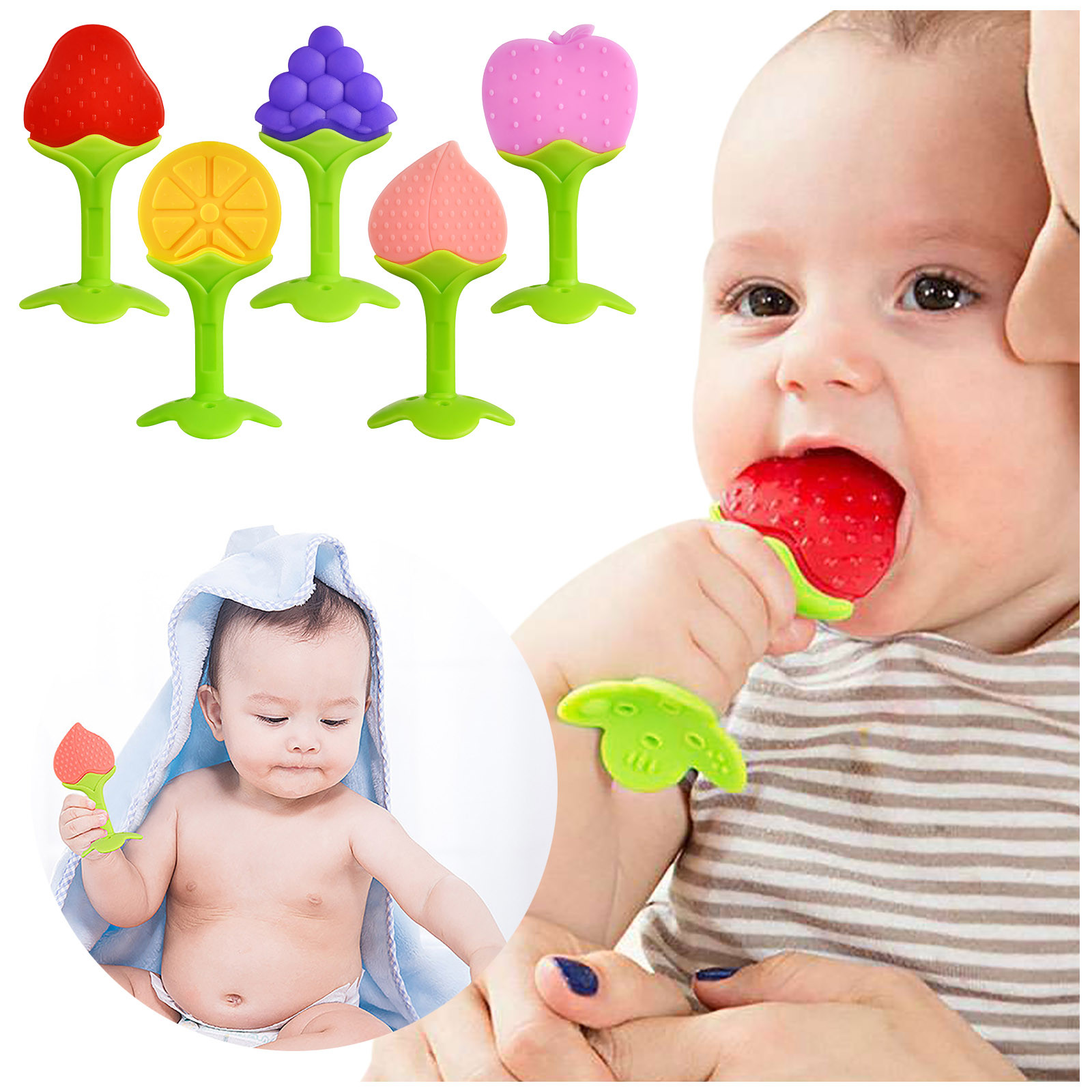 Huayishang Molar Rod Clearance, Fruit-Shaped Chewing for Baby Two-Color ...