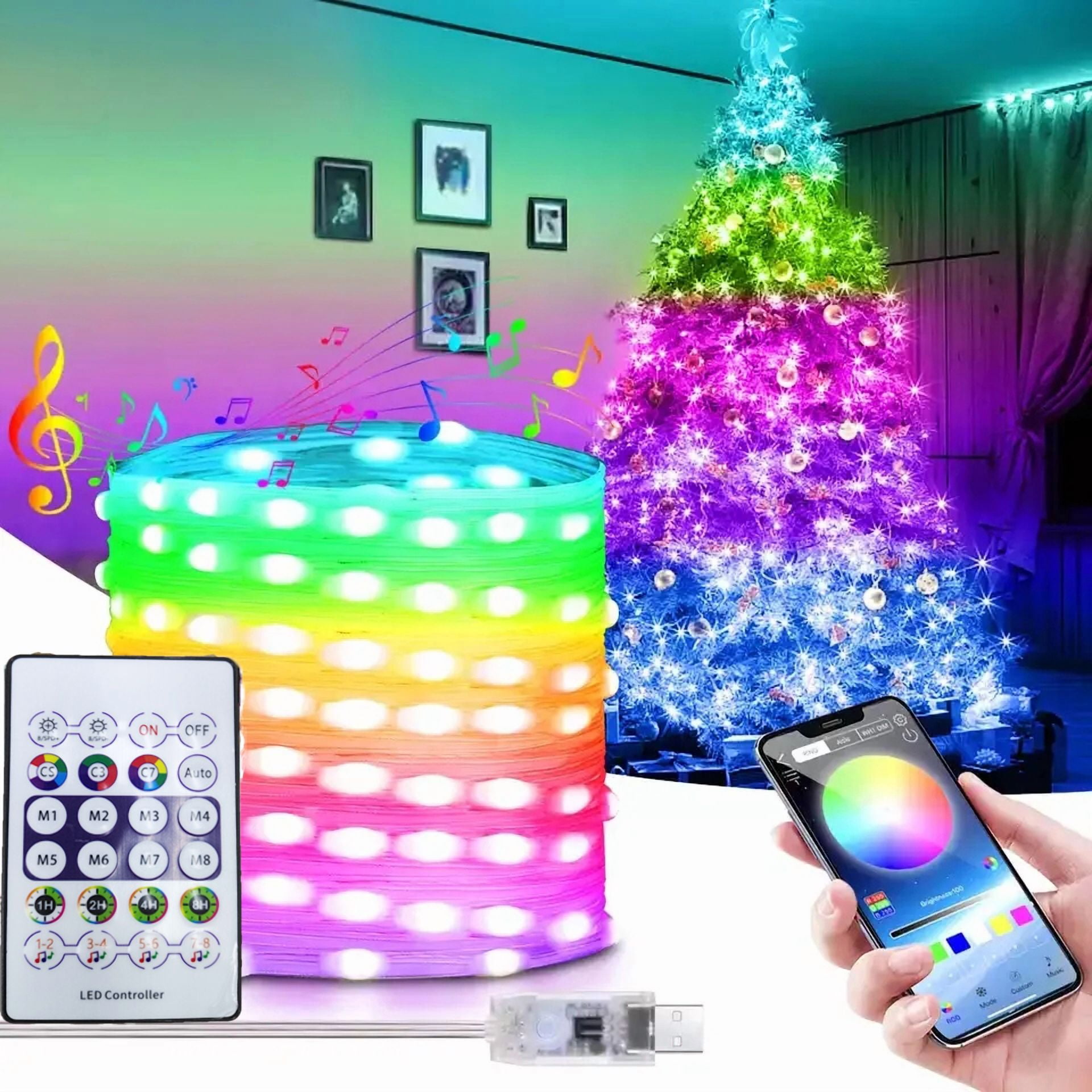 (Huayusheng)--LED Rope Lights Outdoor, RGB Remote Control Fairy String ...