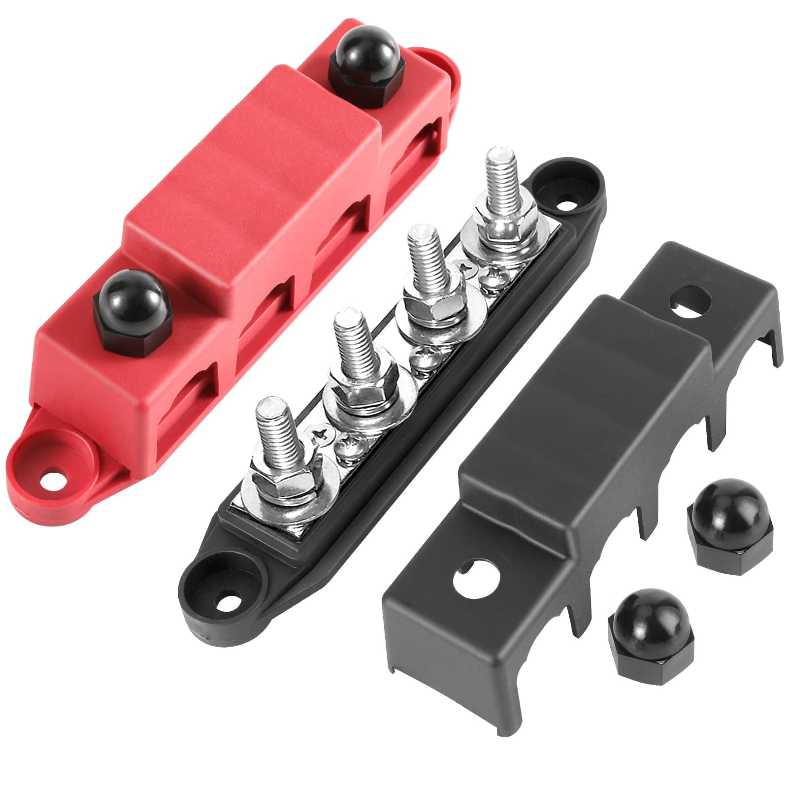 Huazu 5/16" 4 Stud Power Distribution Block 250A 12V with Cover - Ideal for Car, RV, Truck ...