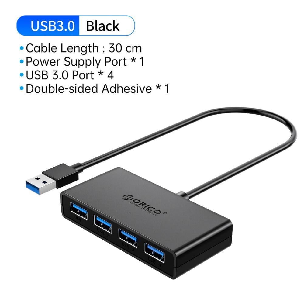 Hub USB 4 Ports Multi USB 3.0 Hub USB Splitter with Power supply For PC Windows Mac Computer ...