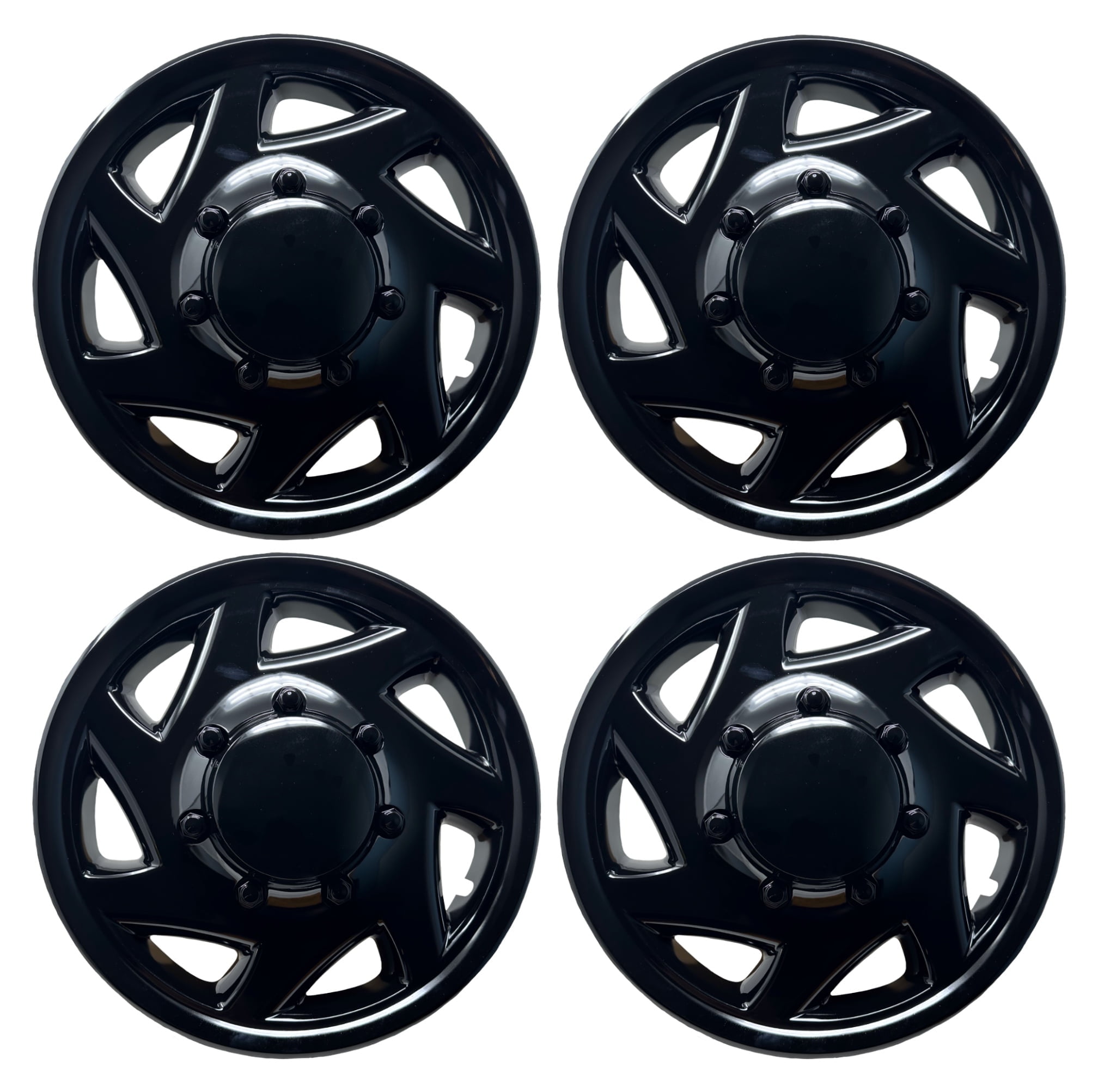 HubStar Hubcap for Ford Van 1998-2023, Gloss Black Premium Heavy-Duty Replacement 16-inch Set ...