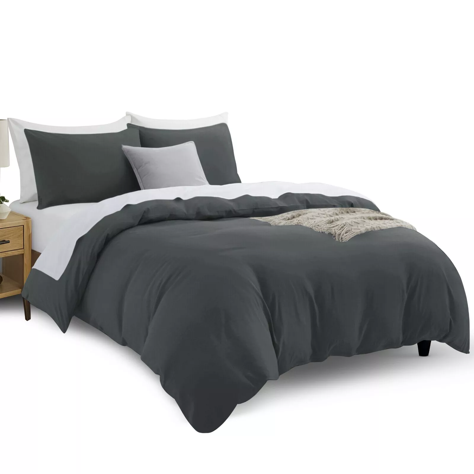 Huba Homes 3 Piece Duvet Cover Set 1800 Series Ultra Soft Queen Size ...