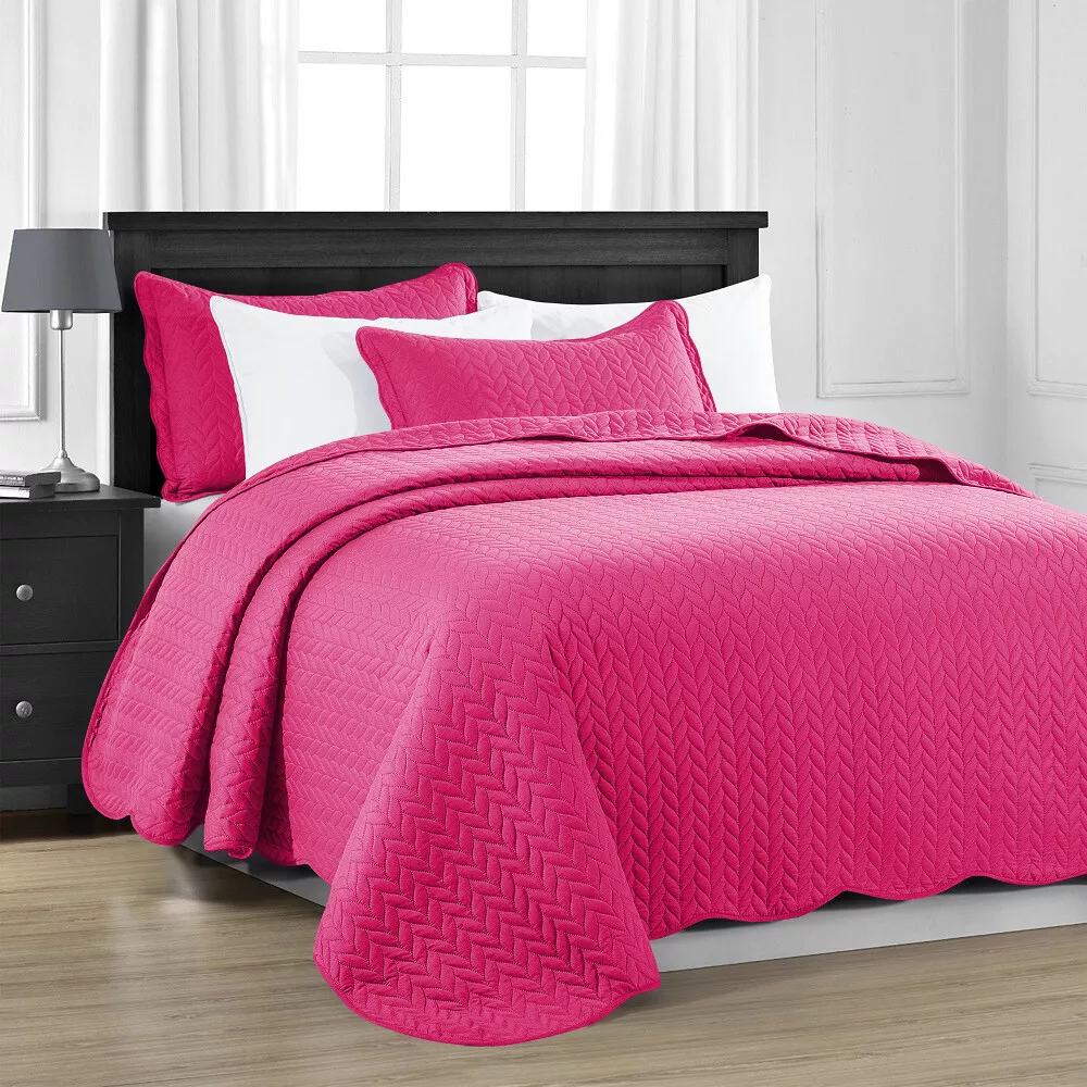 Huba Homes 3 Piece Embossed Quilted Bedspread Set Twin Queen King Size ...