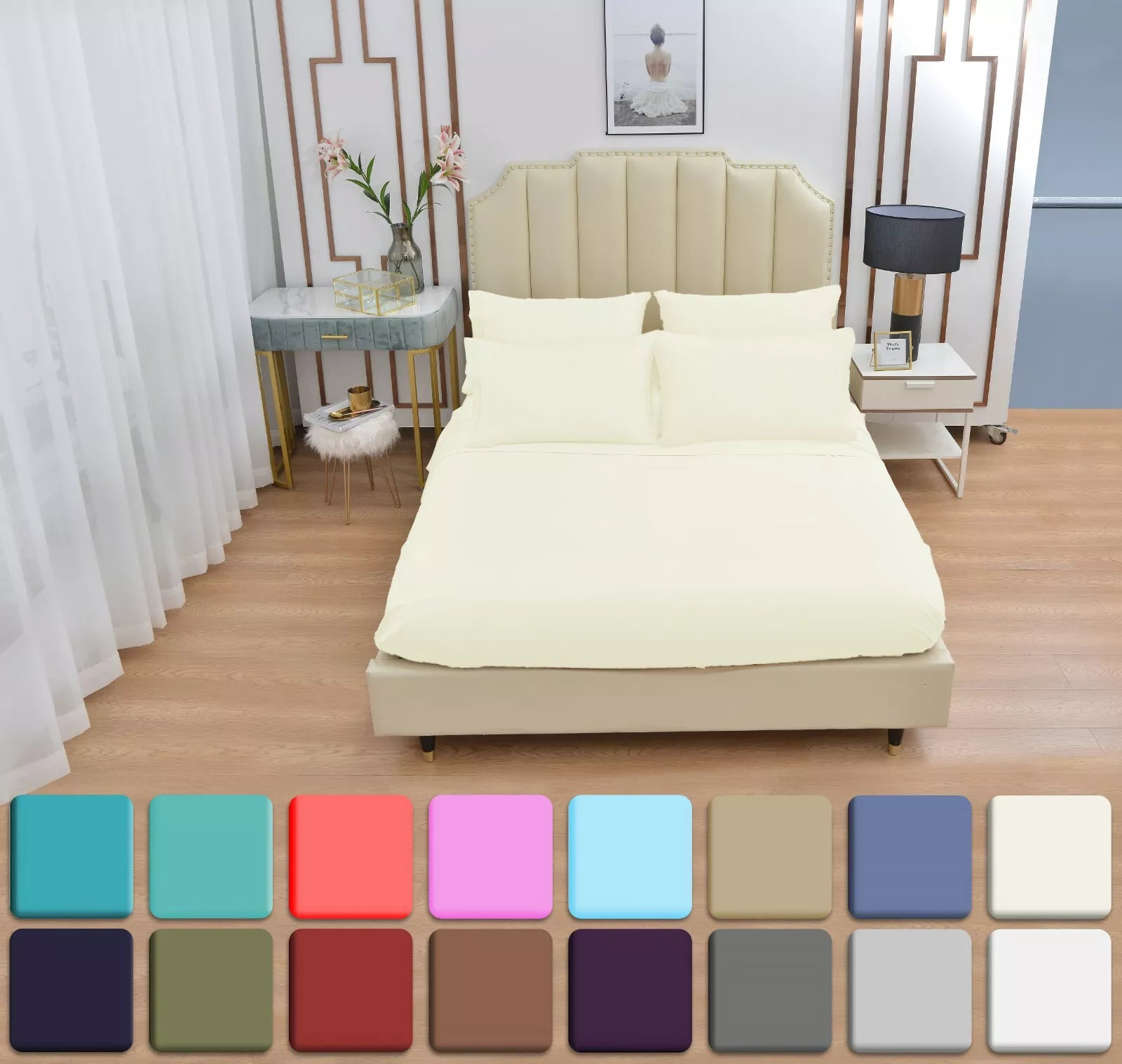Huba Homes 6 Pc Bamboo Sheets Set Deep Pockets Cool Bamboo Sheets Queen ...