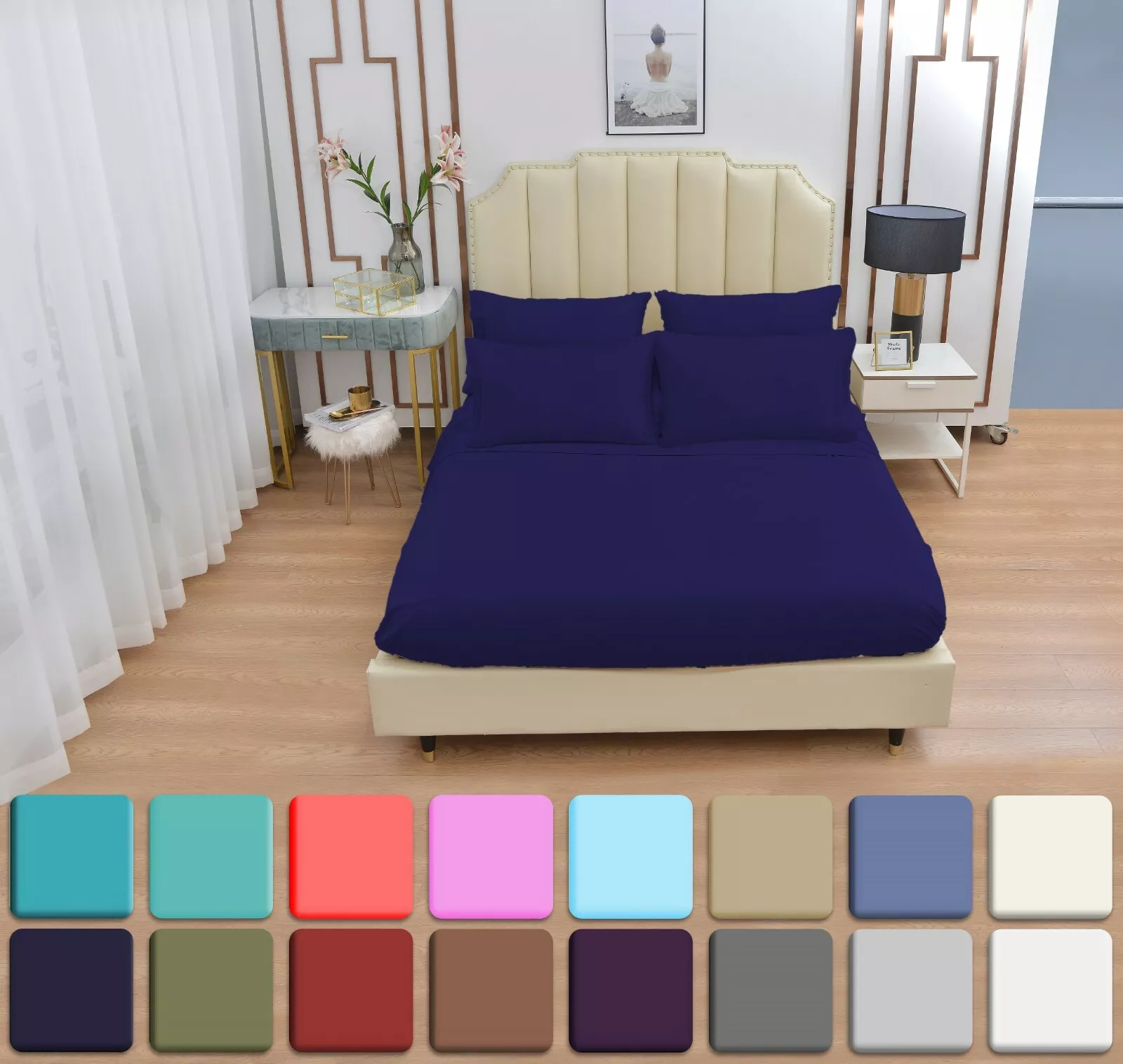 Huba Homes 6 Pc Bamboo Sheets Set Deep Pockets Cool Bamboo Sheets Queen ...