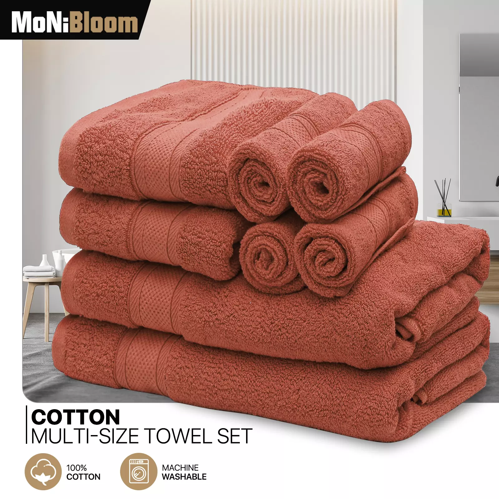 Huba Homes 8-Piece 100% Cotton Ultra Soft Towel Set 2 Bath Towel+2 Hand ...