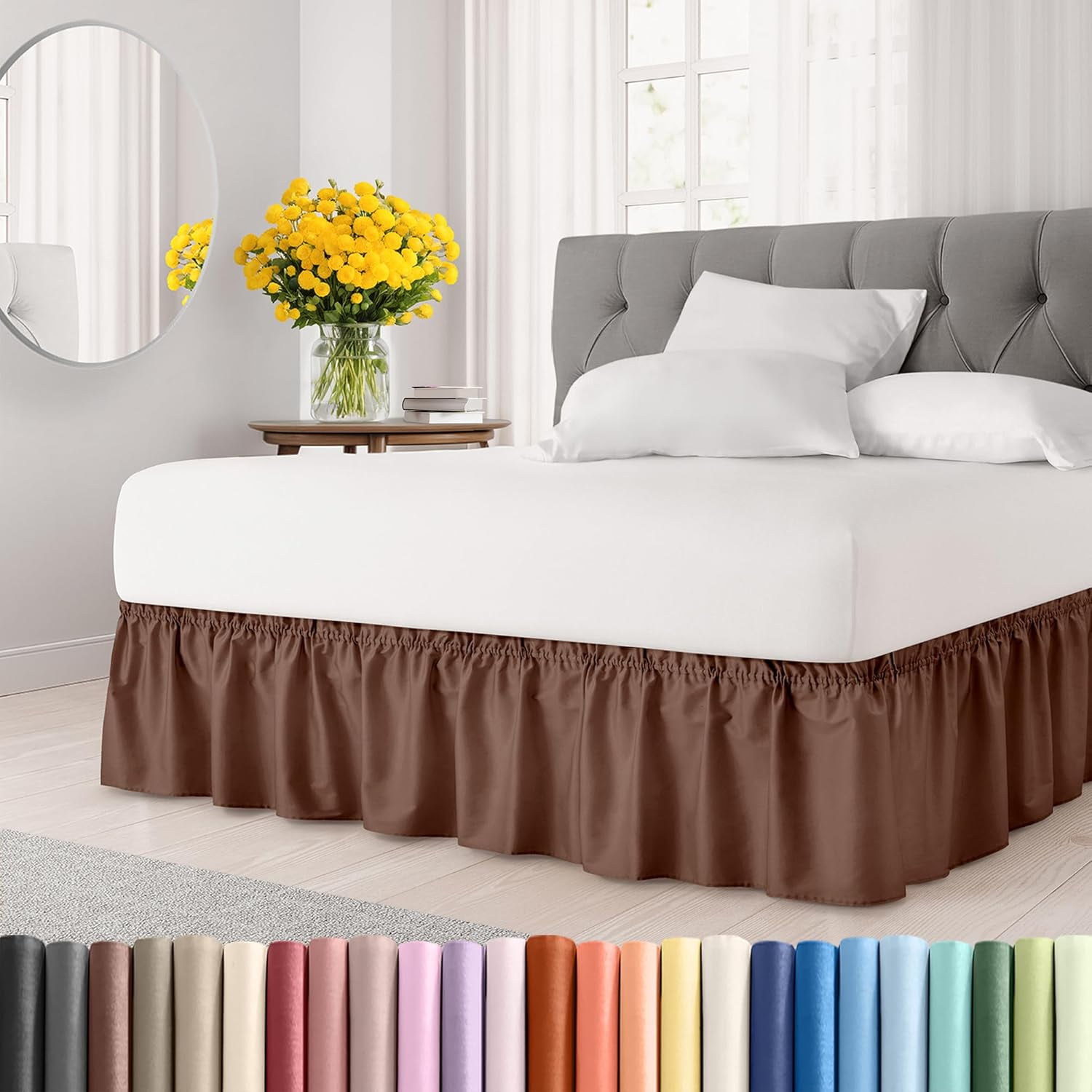 Huba Homes Bed Skirt for Full Size Beds with 15 in. Drop – Easy Fit ...