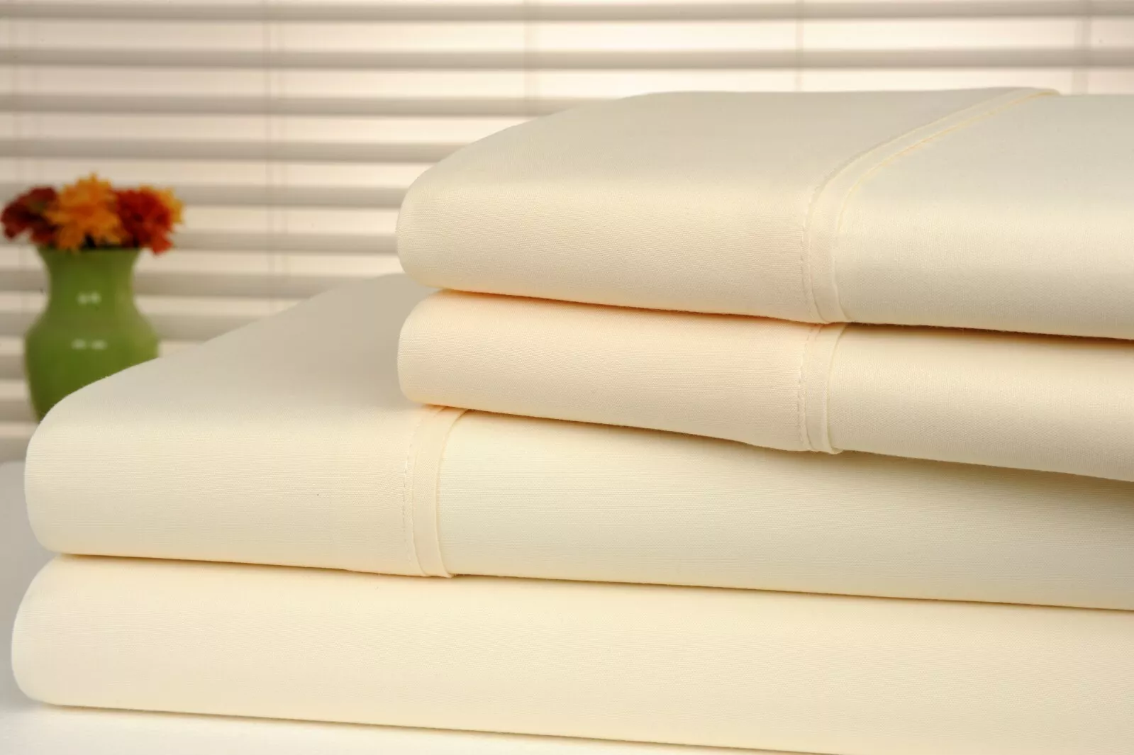 Huba Homes Bibb Home Anti-Microbial 4-Piece Sheet Set king lvory ...