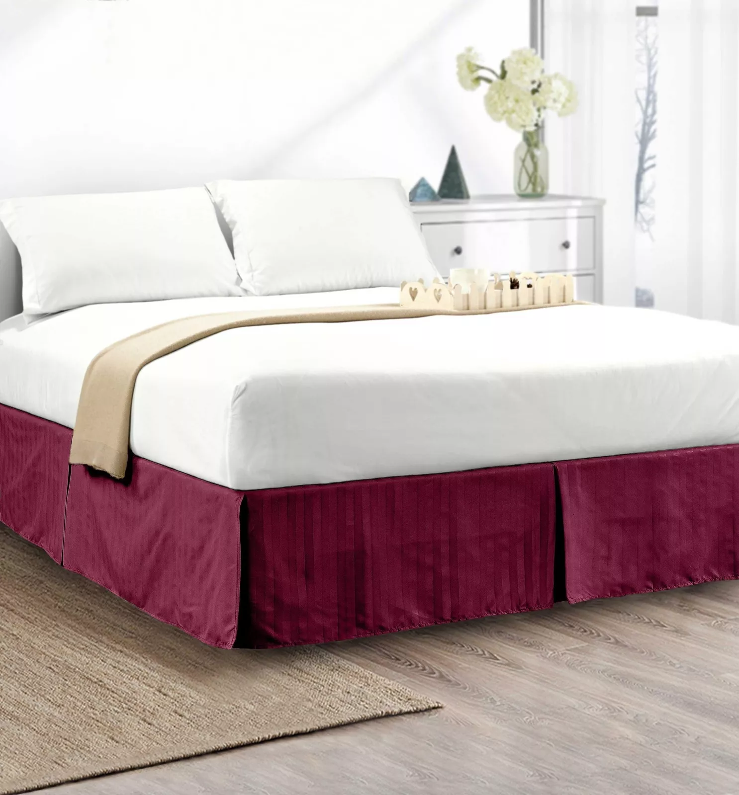 Huba Homes Elegant Comfort 1-Piece Stripe Bed Skirt - 14 inch Drop ...
