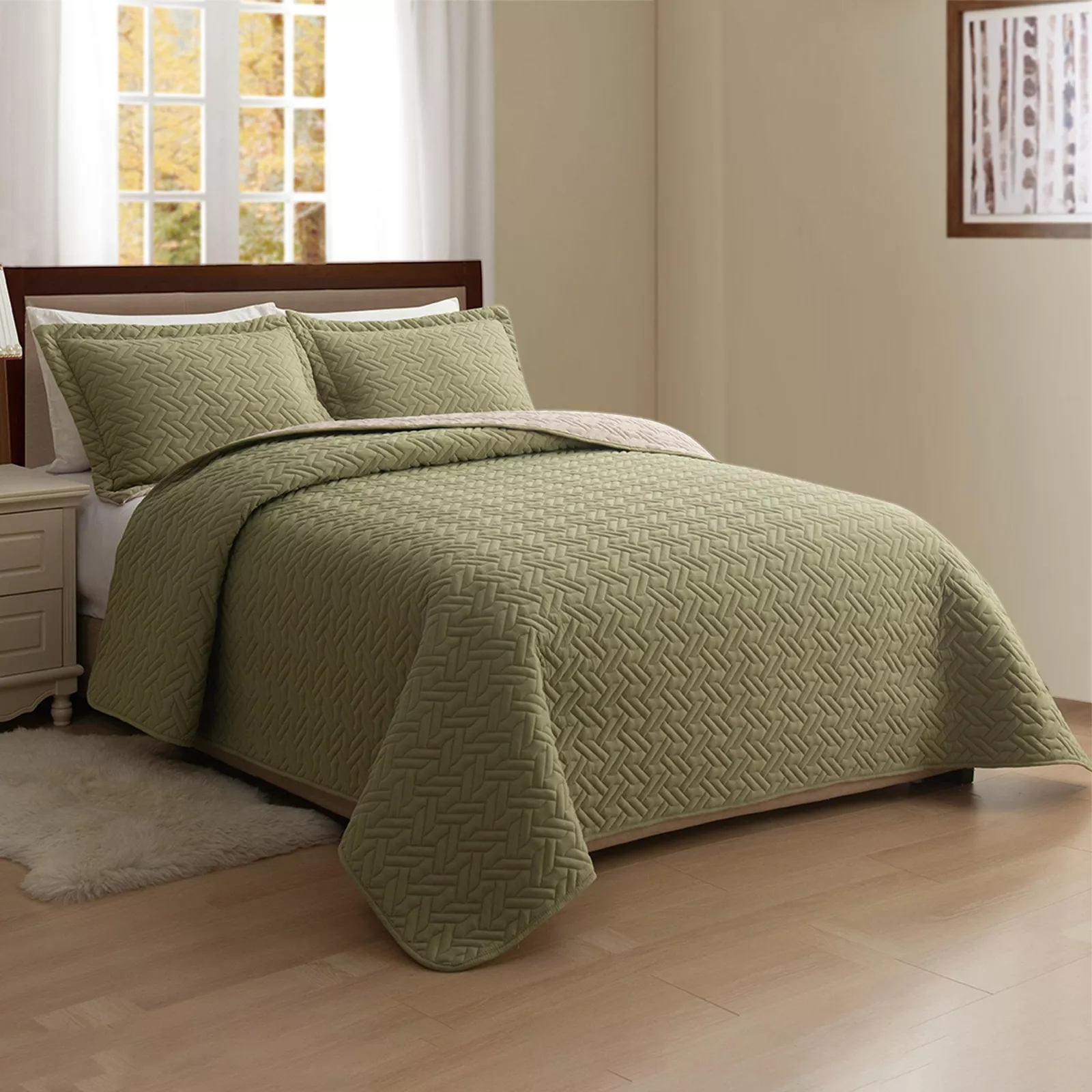 Huba Homes Elegant Comfort 3-Piece Majestic Quilted Reversible ...