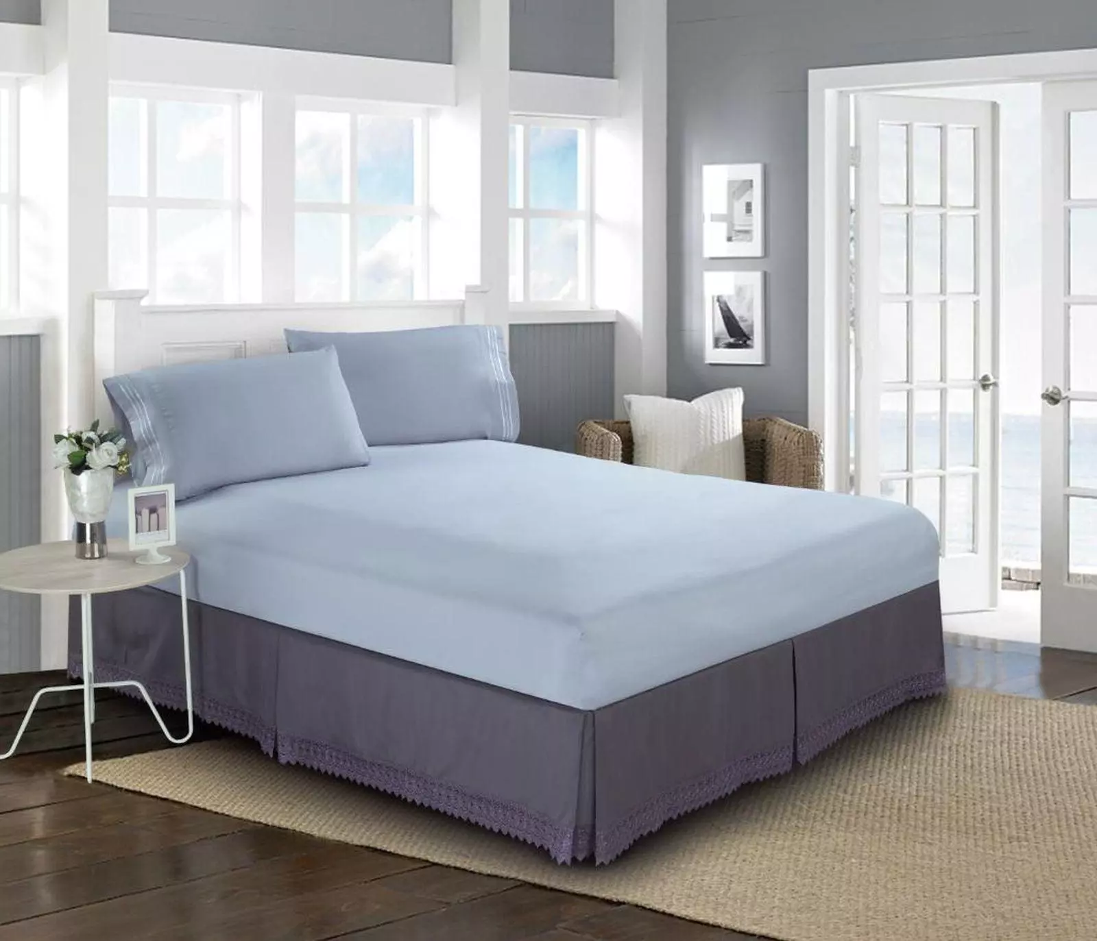 Huba Homes Elegant Comfort Lace Fringe Bed Skirt - 15 inch Drop ...