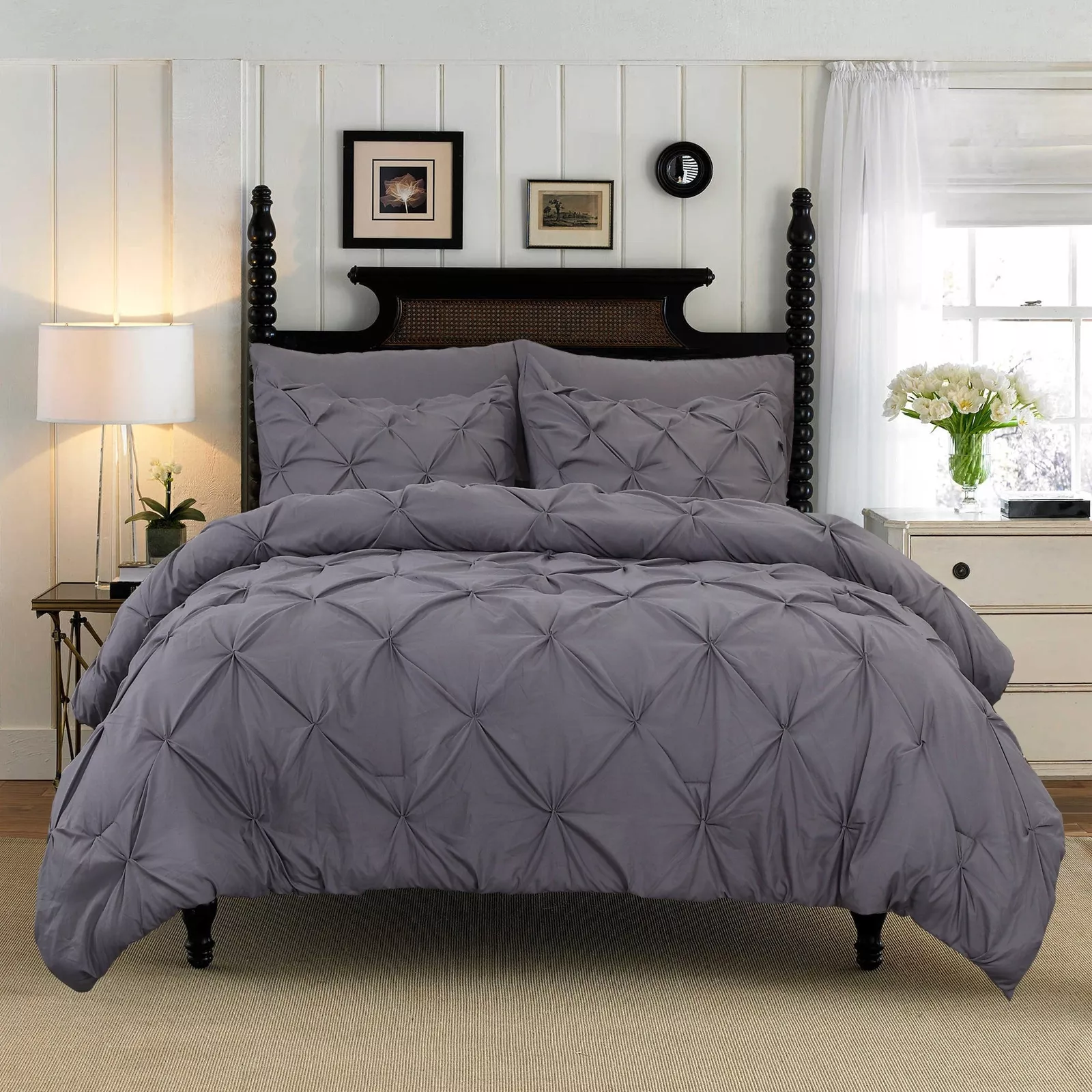 Huba Homes Elegant Comfort Pinch Pleated Pintuck Pattern, 3-Piece Duvet ...