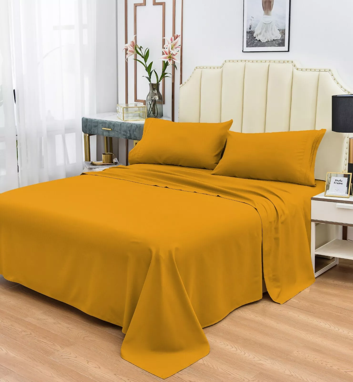 Huba Homes OKAO Home Goods Luxury Bamboo Sheet Set Soft Hypoallergenic ...