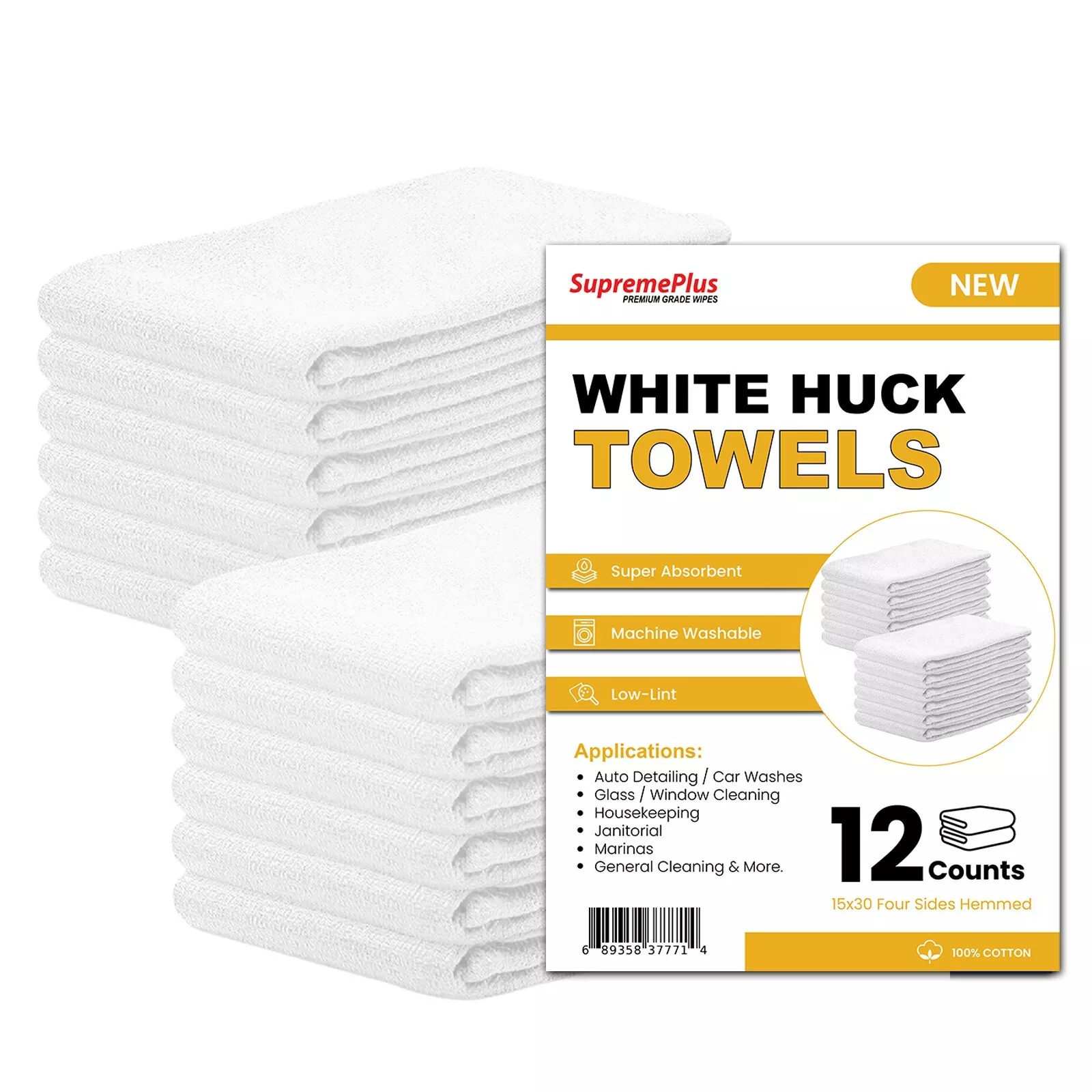 Huba Homes Premium White Huck Towels for Cleaning - 15 x 30 inch ...