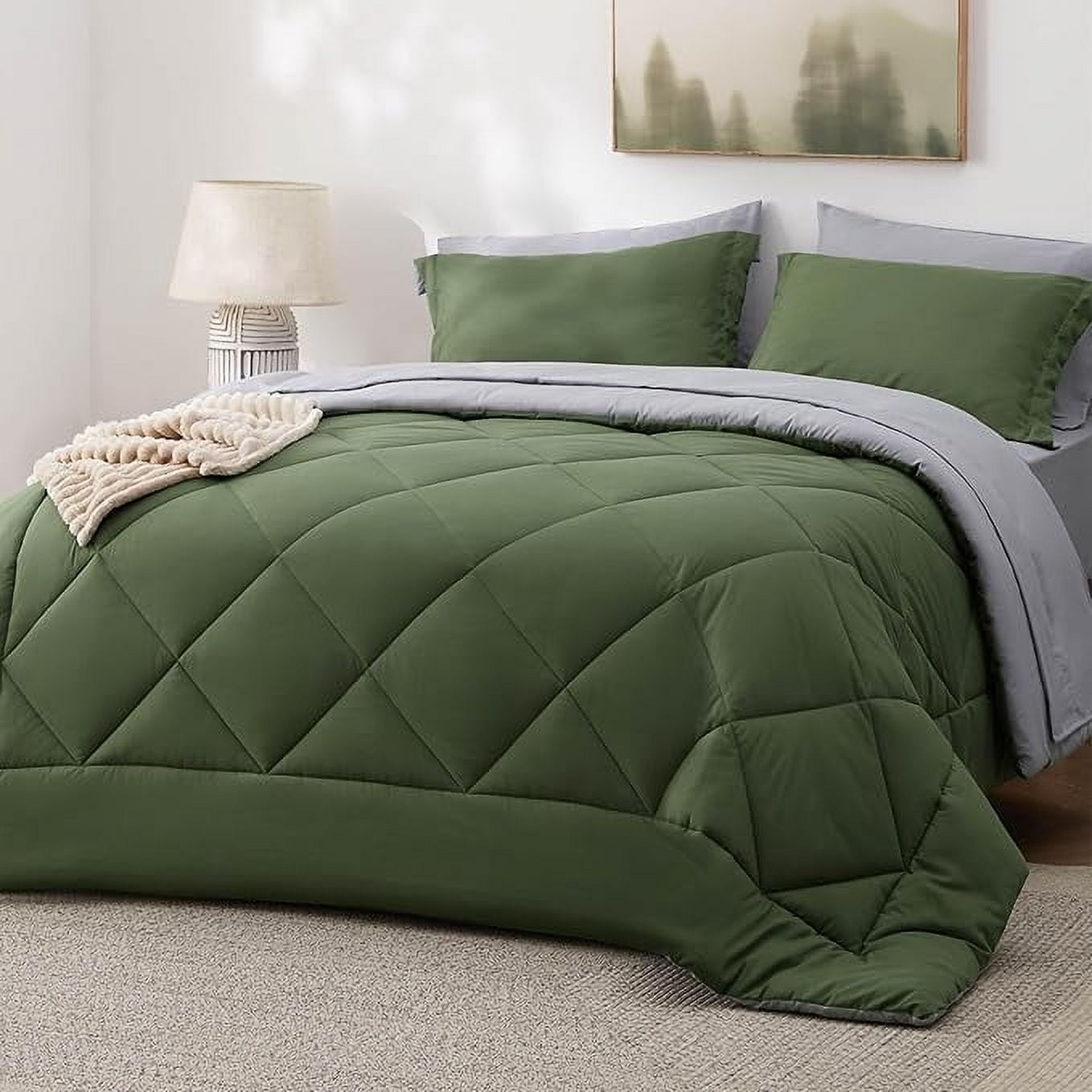 Huba Homes Queen Comforter Set - 7 Pieces Reversible Queen Bed in a Bag ...