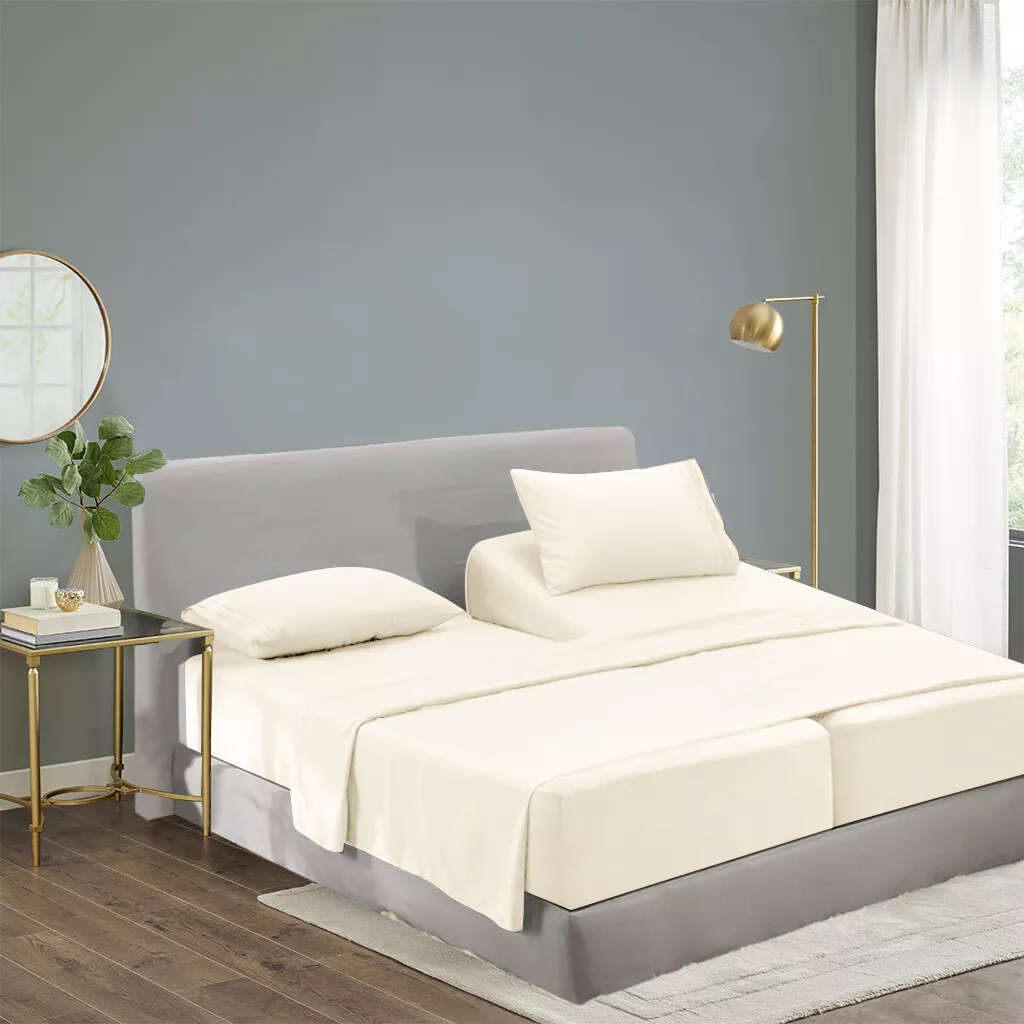 Huba Homes Split King Size Cool Bamboo Bedsheet Deep Pocket Bamboo Bed ...