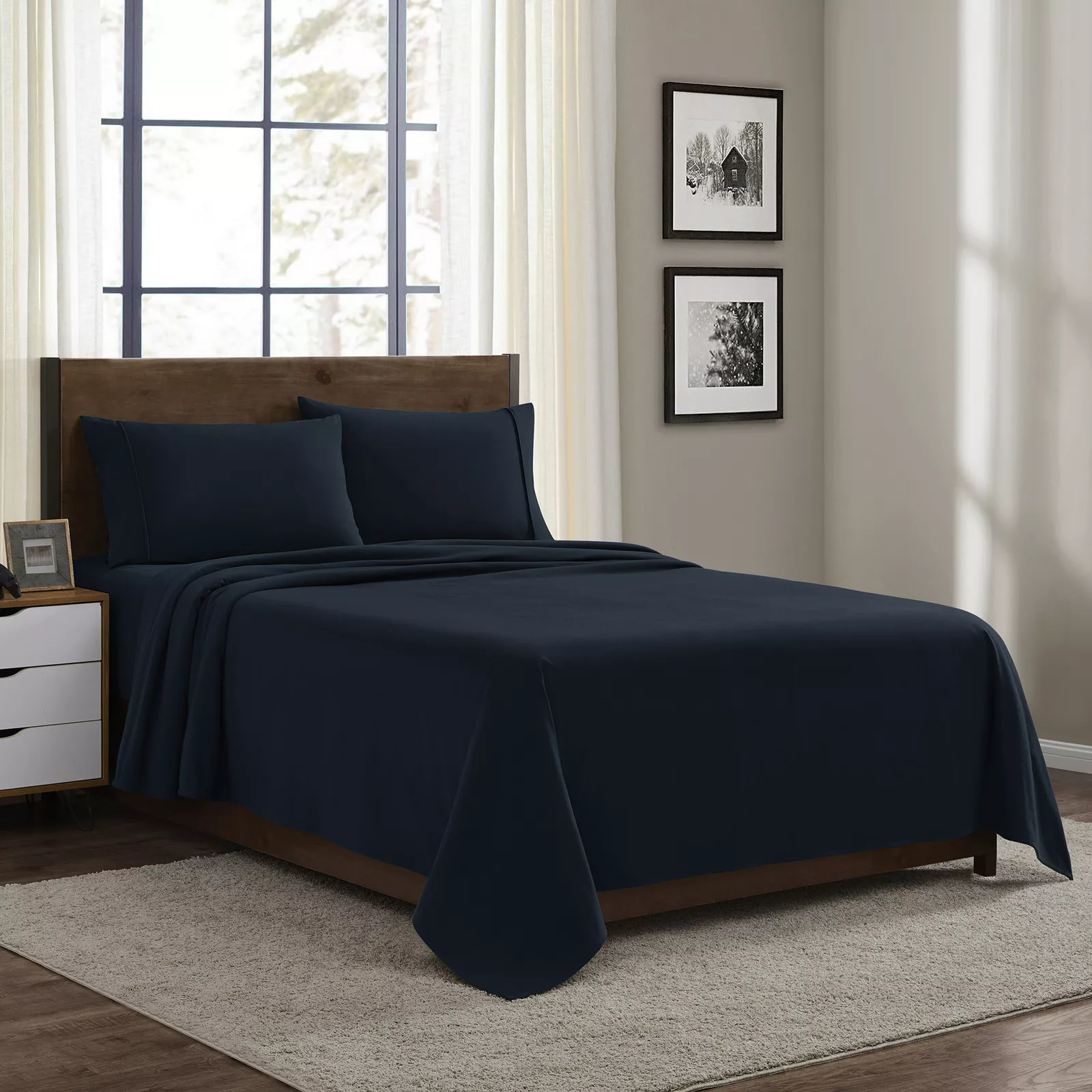 Huba Homes Sweet Home Collection 100% Cotton Flannel Solid Sheet Set ...