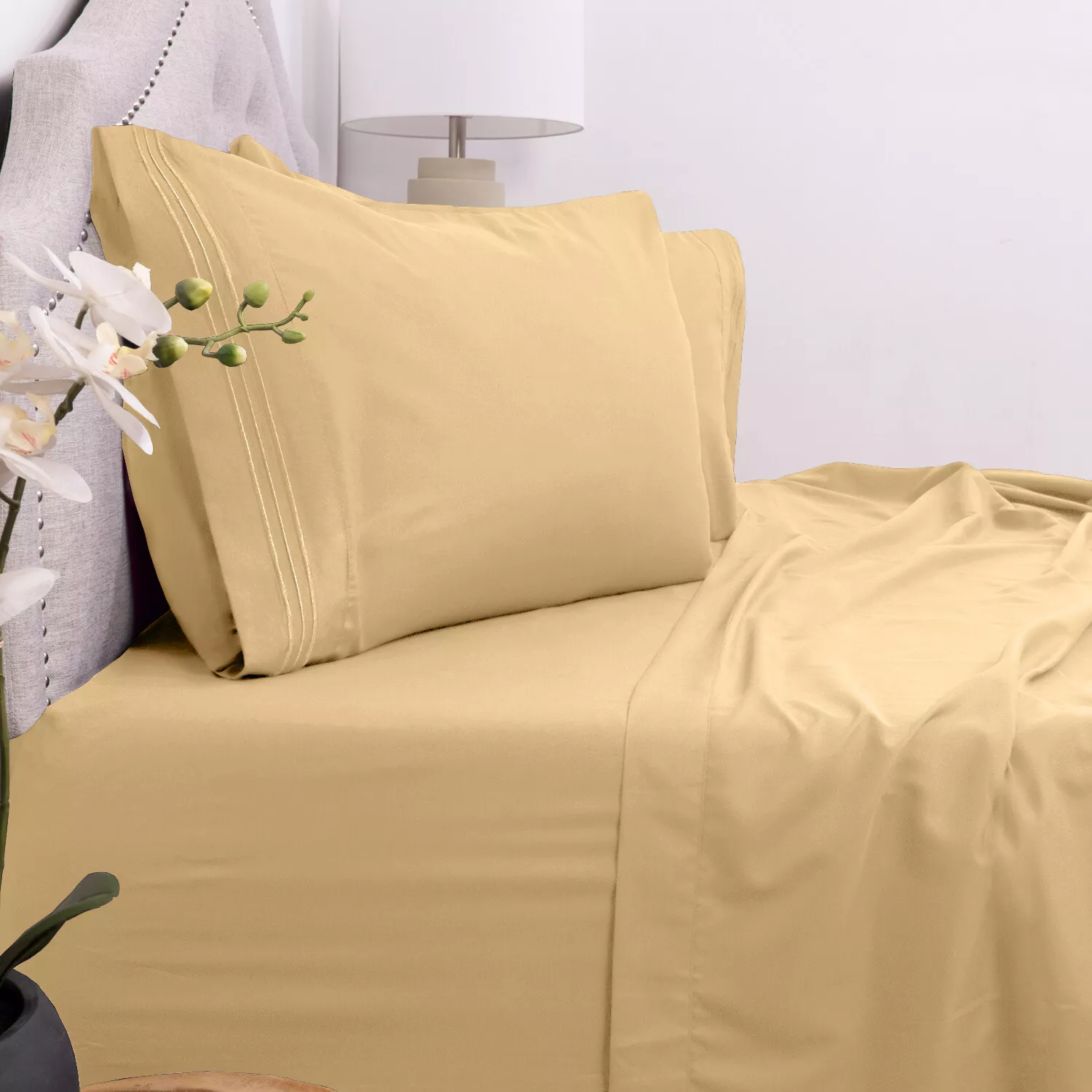 Huba Homes Sweet Home Collection 4 Piece Bed Sheets Short Queen for ...