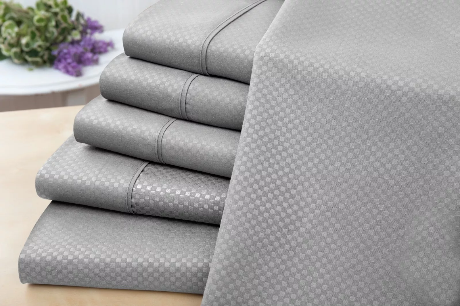Huba Homes US Army 6 Piece Embossed Check Sheet Set queen silver ...