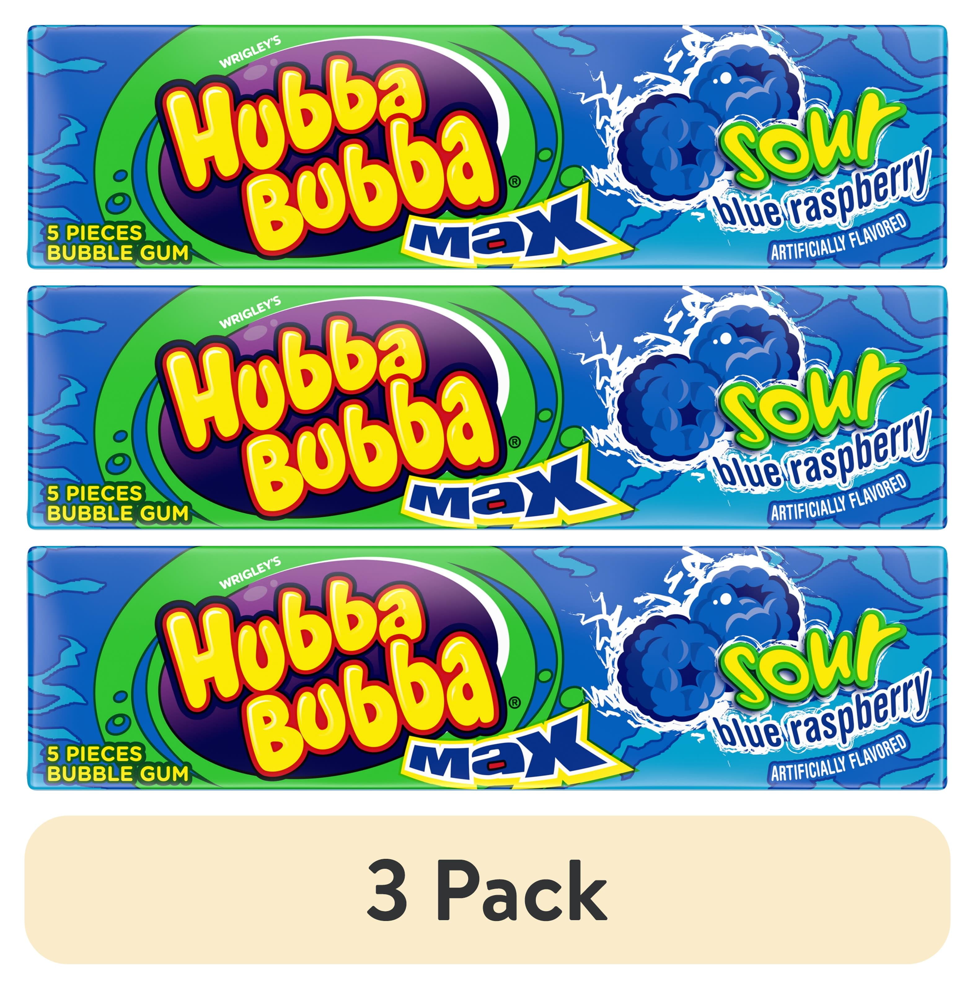 (3 pack) Hubba Bubba Max Sour Blue Raspberry Bubble Gum - 5 Pieces Pack ...