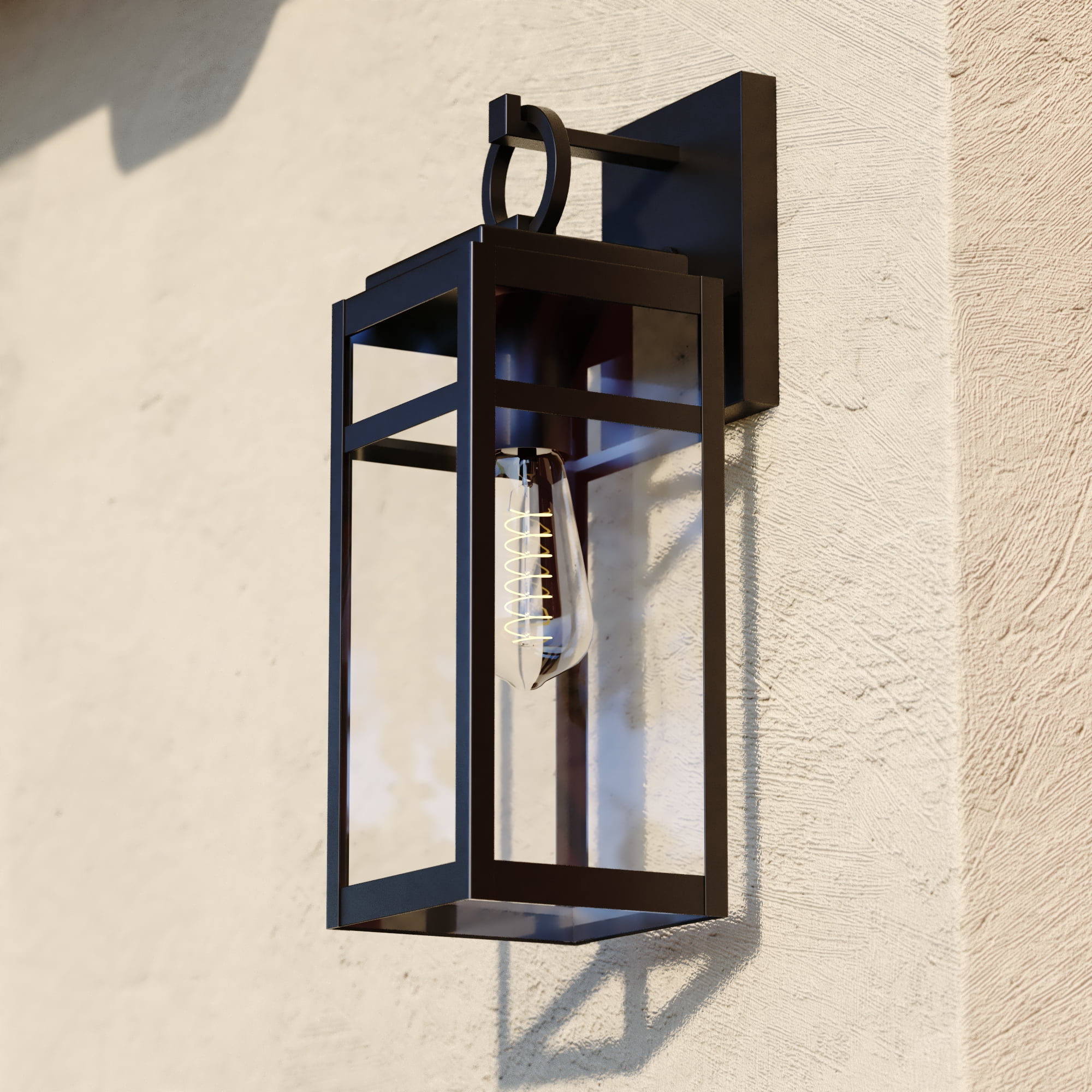 Hubbard 5-in W 1 Light Dusk to Dawn Textured Black Outdoor Wall Lantern ...