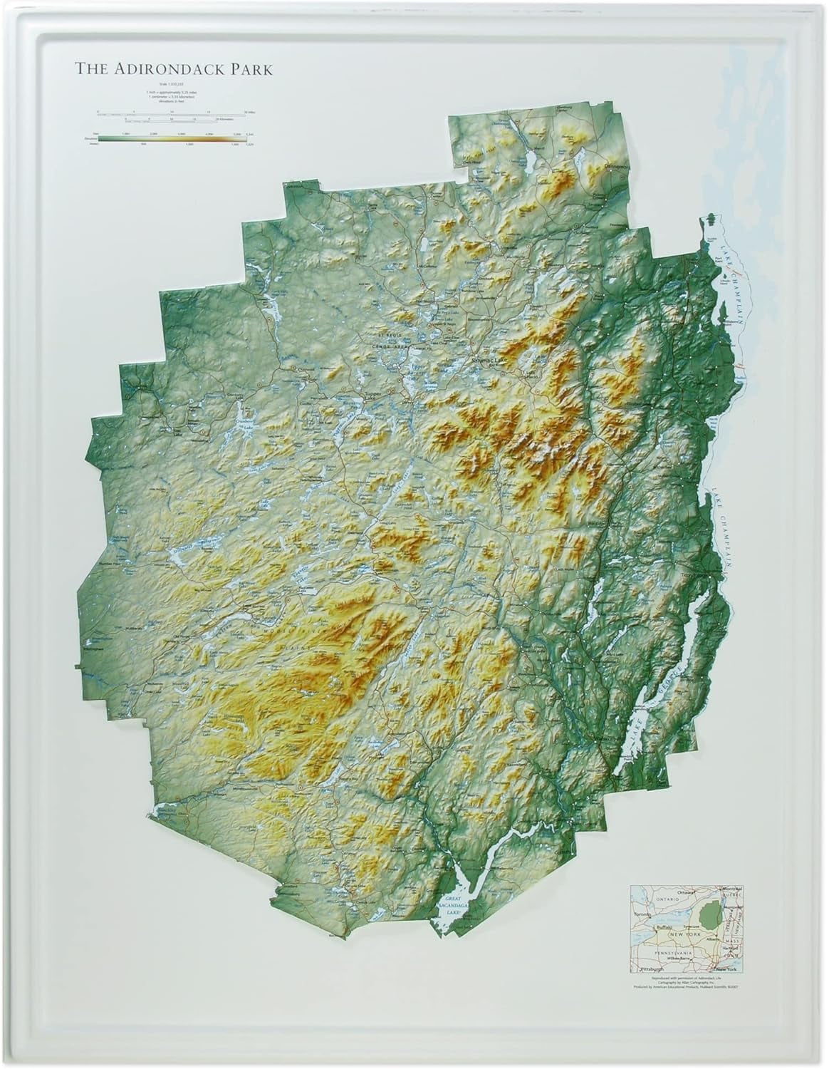 Hubbard Scientific 3D Adirondack Park Map | A True Raised Relief Map ...