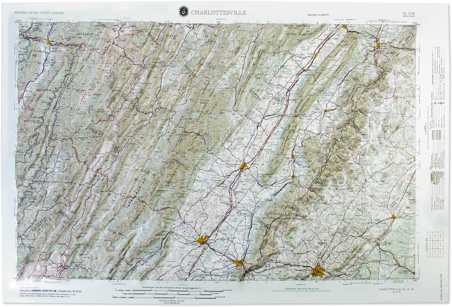 Hubbard Scientific 3D Charlottesville, VA Regional Map | A True Raised ...
