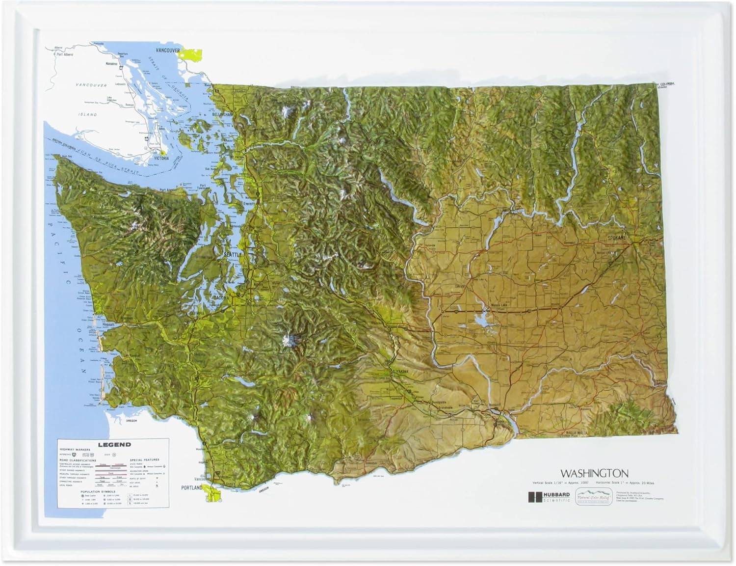 Hubbard Scientific 3D Washington State Map | A True Raised Relief Map ...