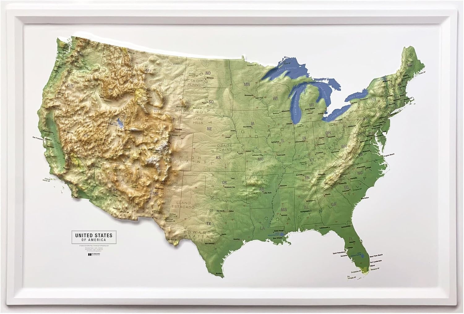 Hubbard Scientific United States Classic Raised Relief | A True 3D Map ...