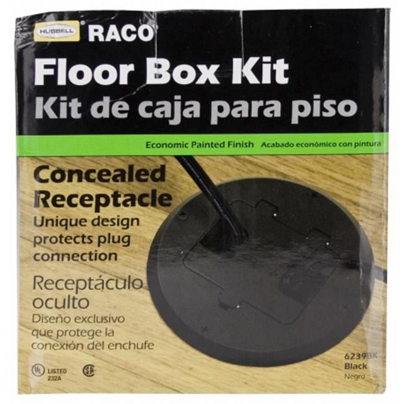 Hubbel Electric Raco Black Concealed Receptacle Floor Box Kit - Walmart.com