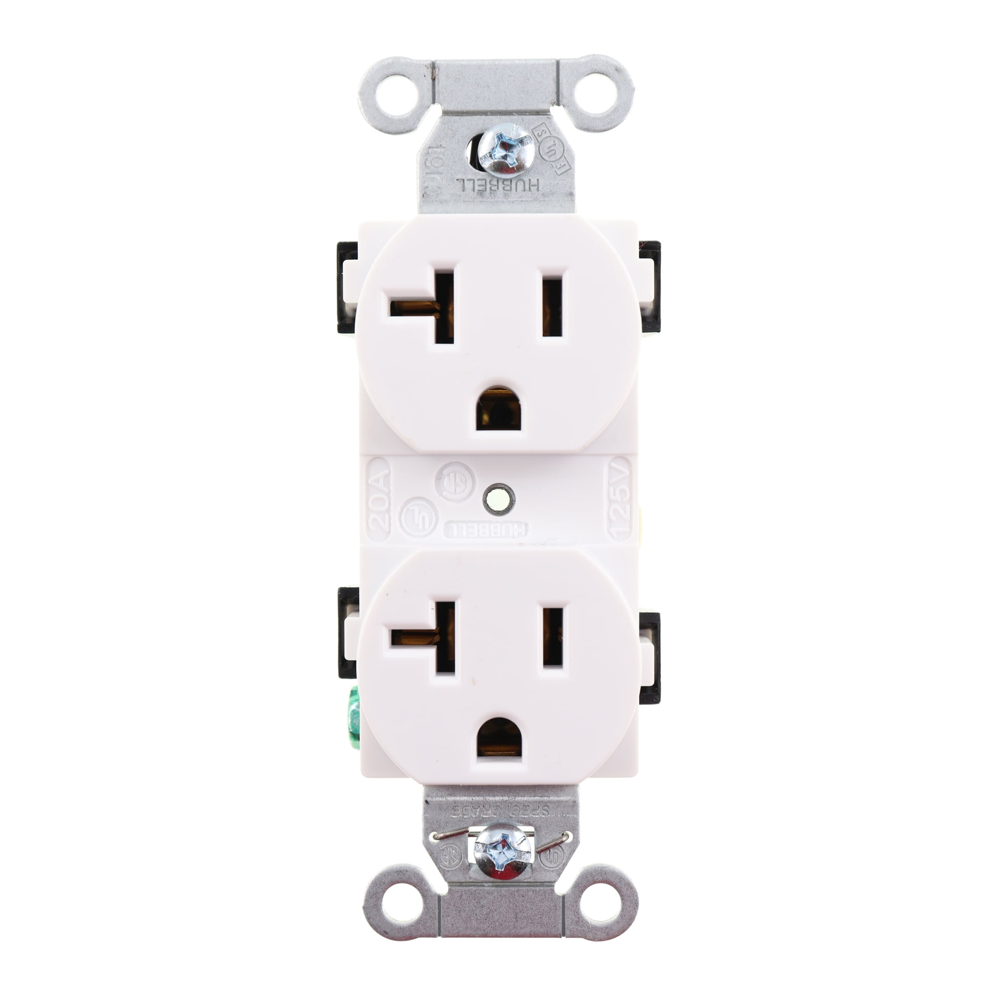 Hubbell 5352AW Receptacle, Duplex Straight Blade, Hubbel-Pro, 20A, 125V ...