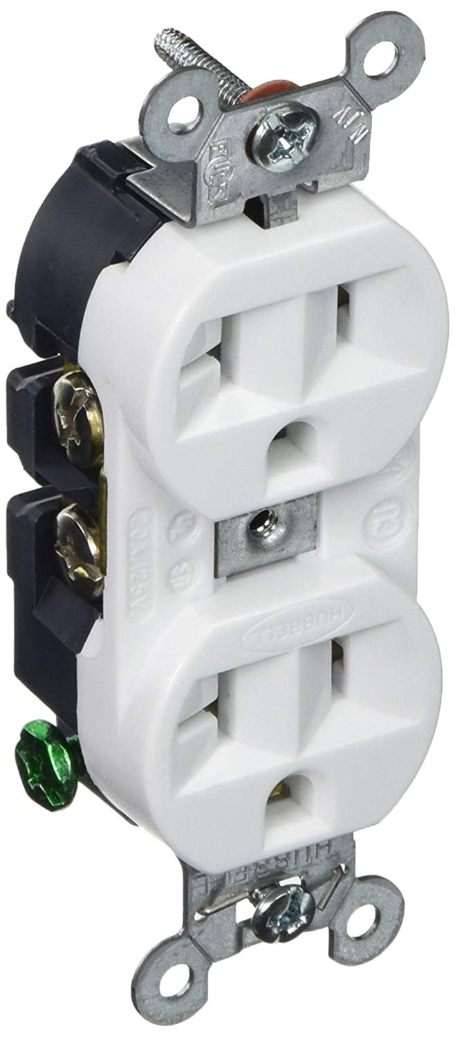 Hubbell 5362W Receptacle, Duplex Straight Blade, Hubbel-Pro, 20A, 125V ...