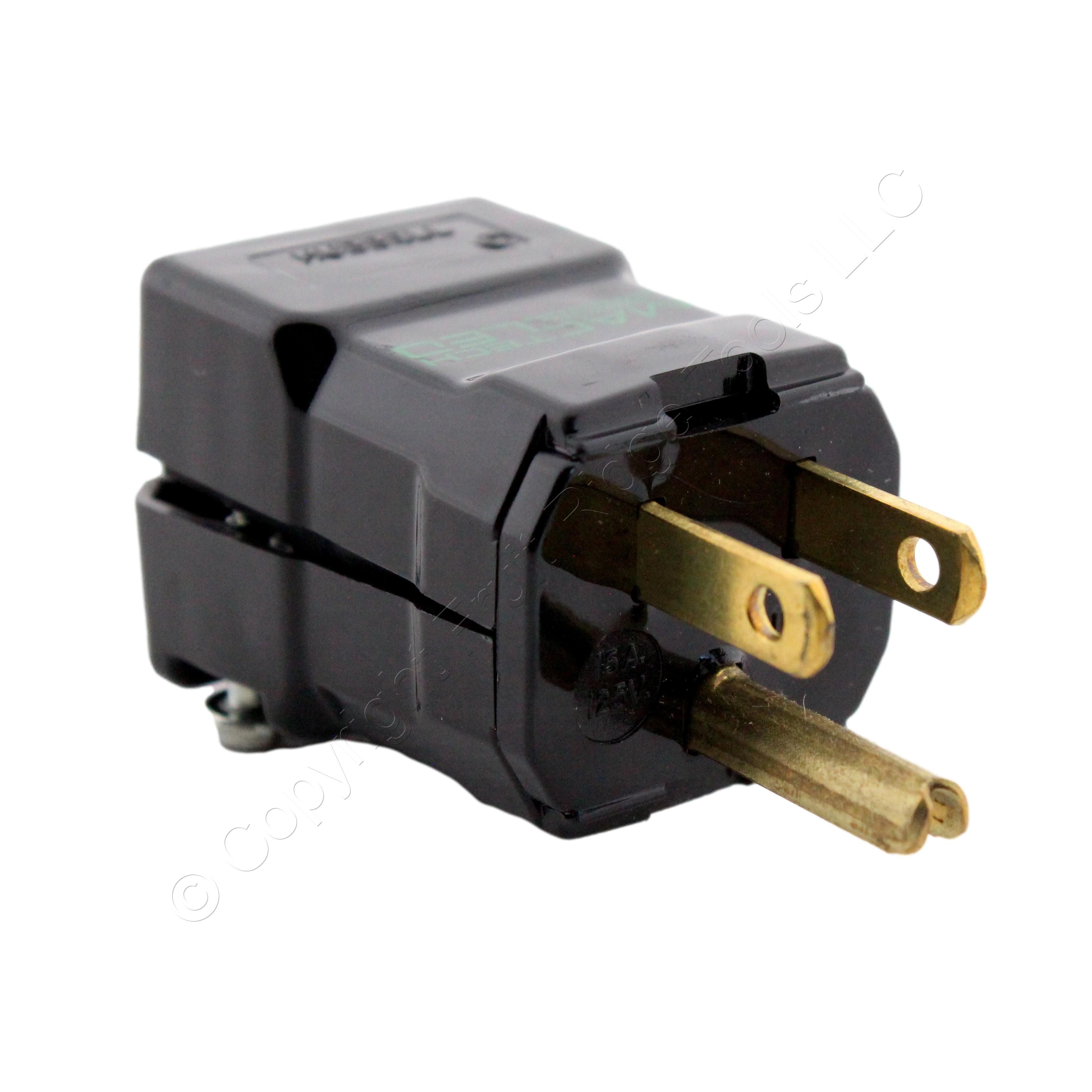 Hubbell 8115VBK Black Hospital Grade Straight Blade Plug Valise 5-15R ...