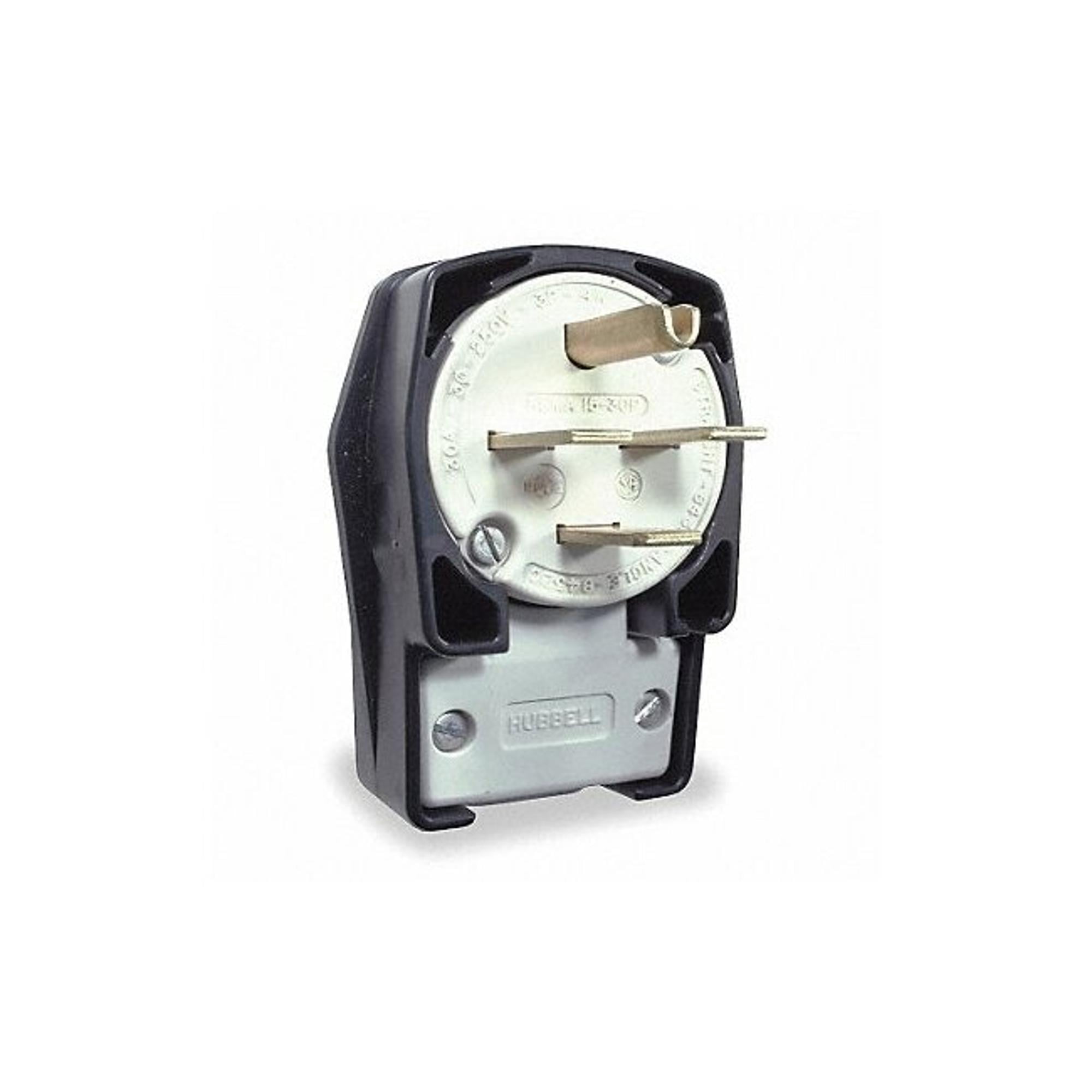 Hubbell Wiring Device-Kellems Agl Strt Plug,Blk; Wht,30 A,Stnd,15-30P ...