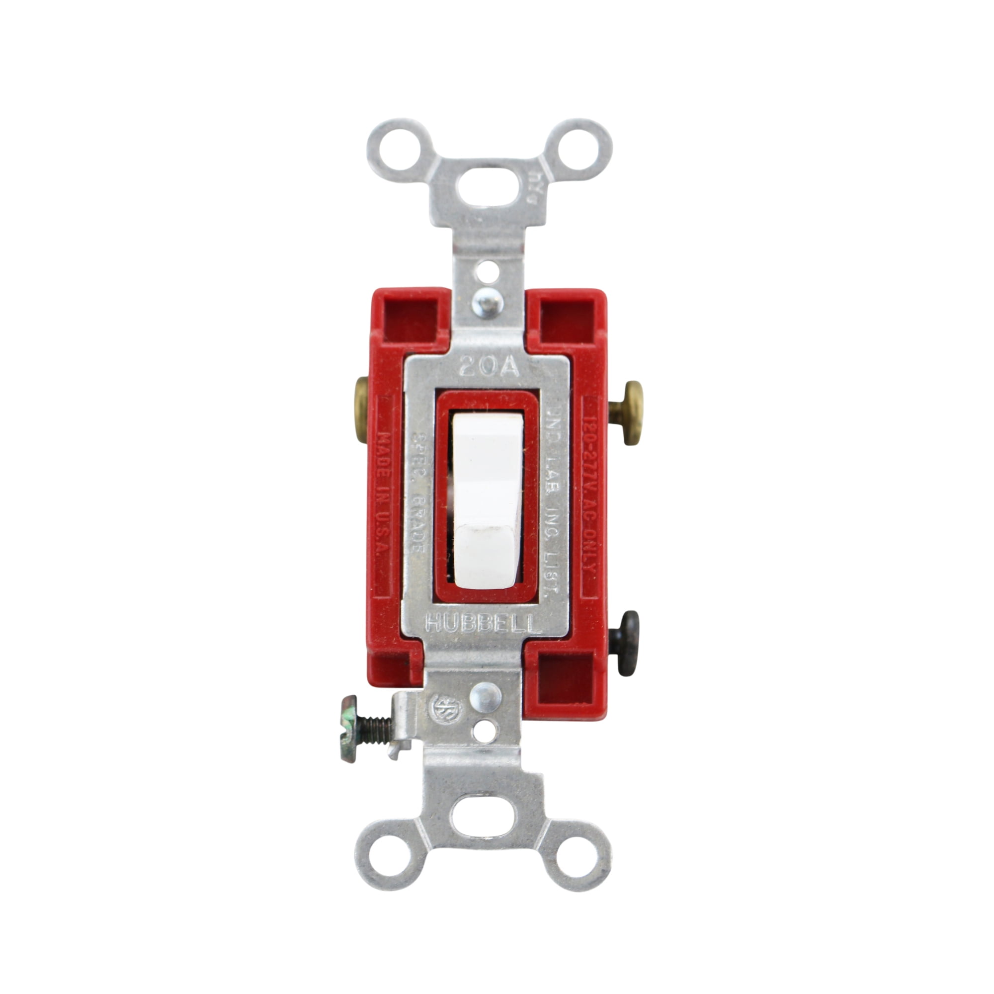 Hubbell CS1223W 3-Way Toggle Switch 20A 120/277V Spec Grade Back & Side ...