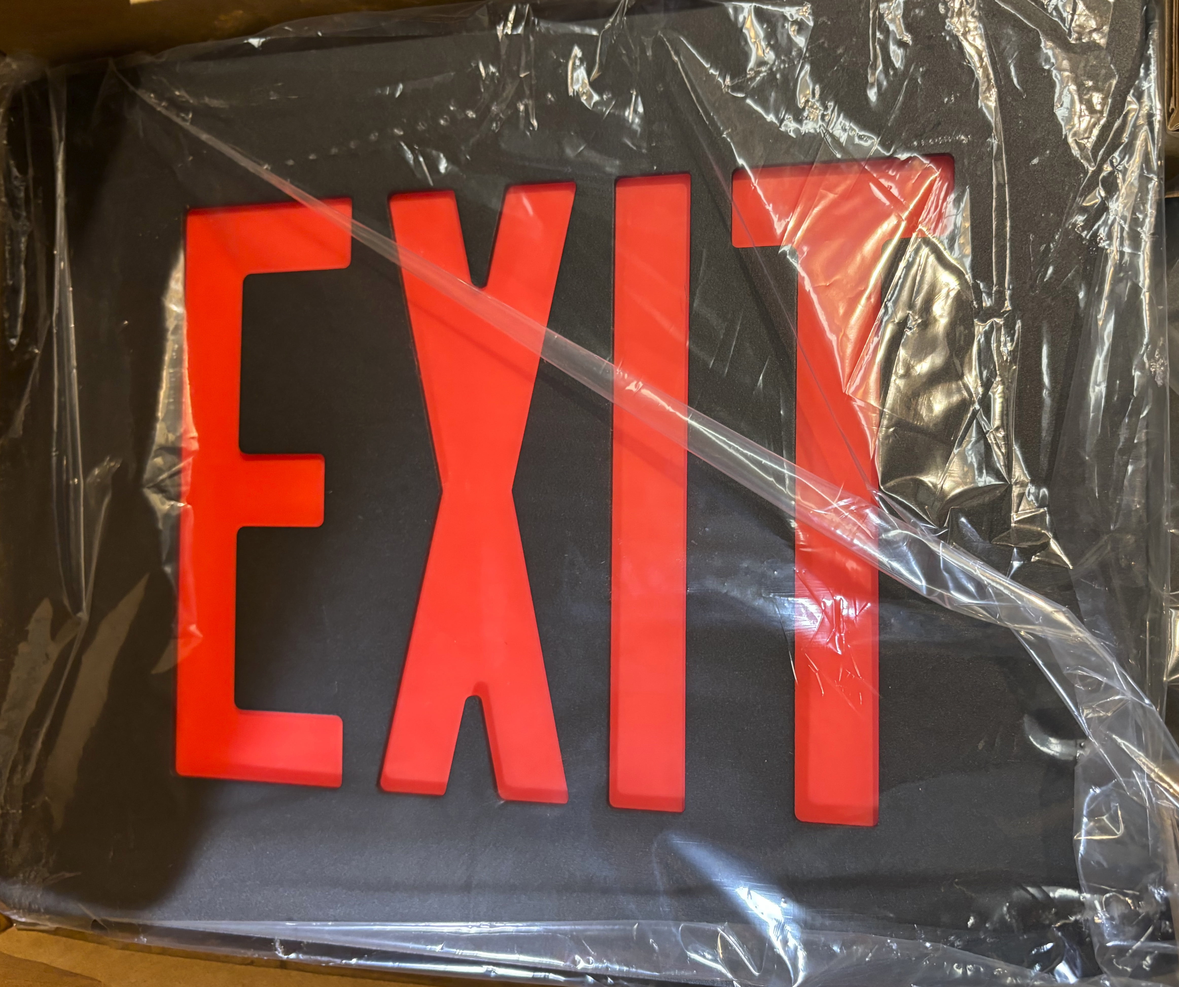 Hubbell DualLite SESRB Die Cast Aluminum LED Exit Sign, Black with Red ...