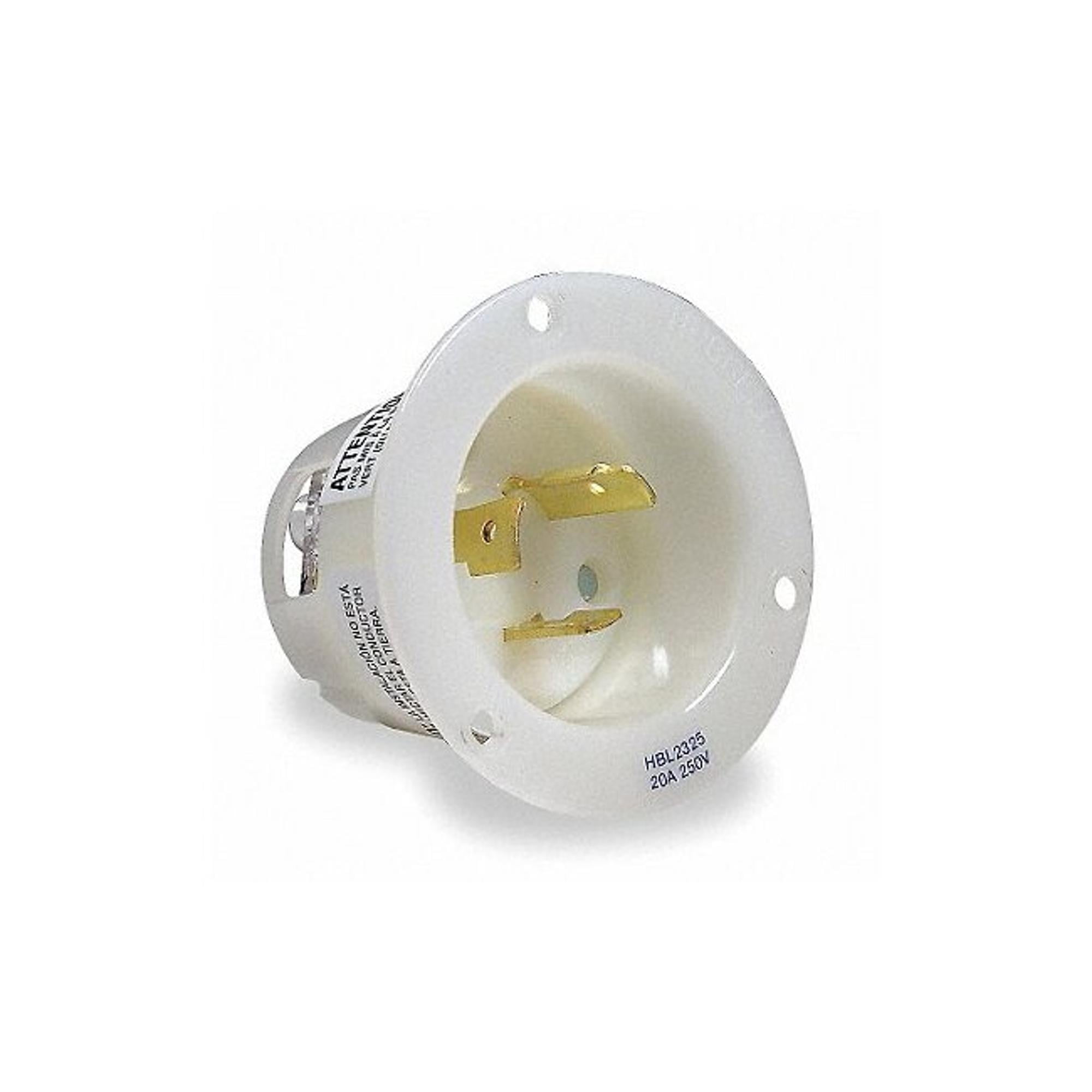 Hubbell Wiring Device-Kellems Flg LckInl,20 A;White,L6-20P,Steel ...