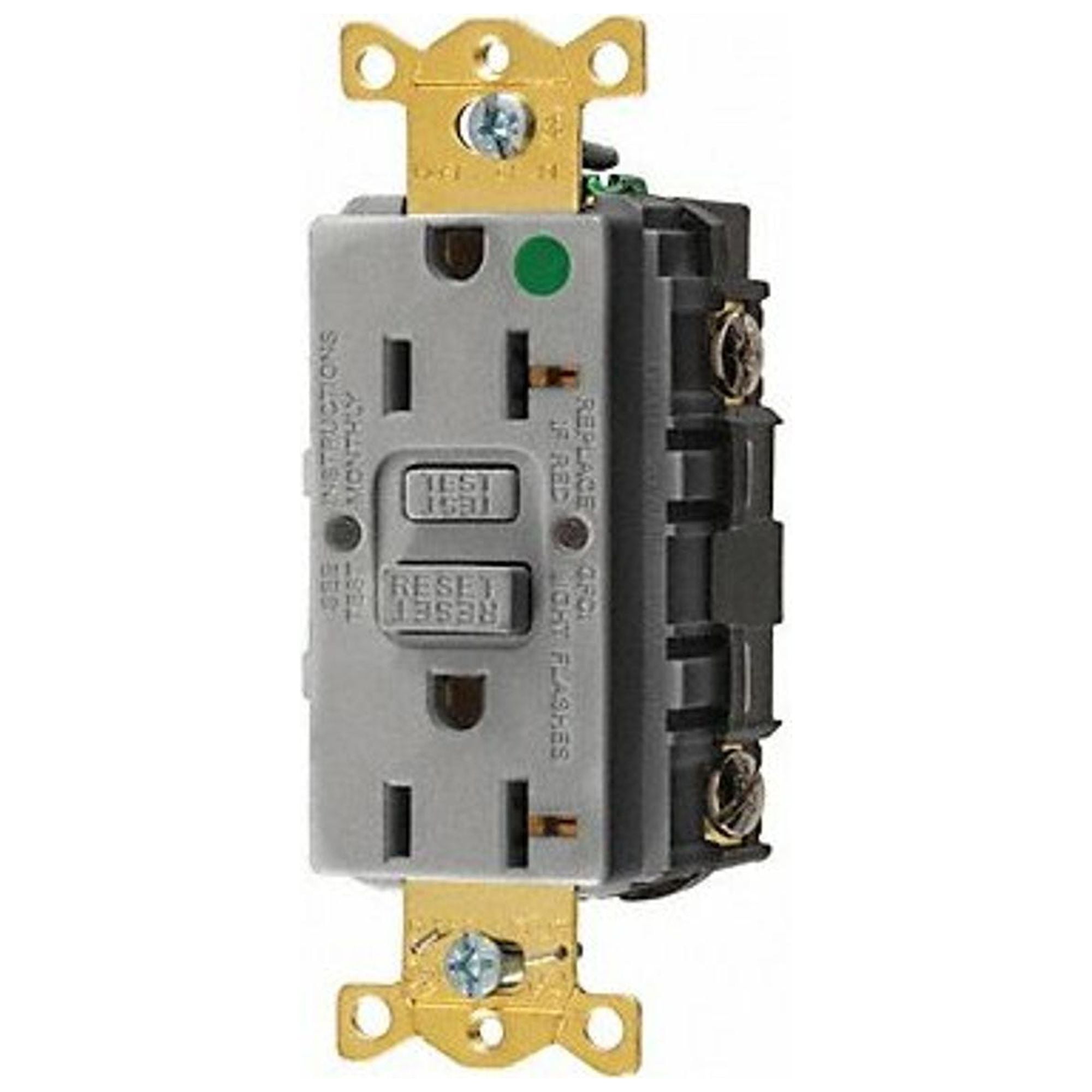Hubbell Wiring Device-Kellems GFCI Receptacle,20A,125VAC,5-20R,Gray ...