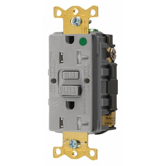 Hubbell GFCI Receptacle,20A,125VAC,5-20R,Gray GFRTW83GRY - Walmart.com