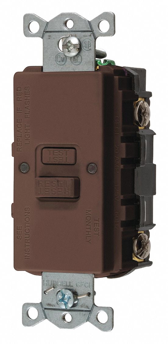 Hubbell GFCI Receptacle,Brown,Nylon,Back GFBFST20 - Walmart.com