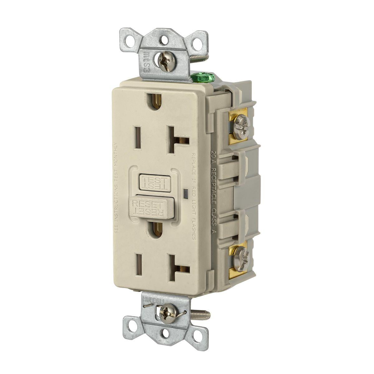 Hubbell GFR20I Wiring Device GFCI Receptacle, 125 VAC, 20 A, Ivory ...