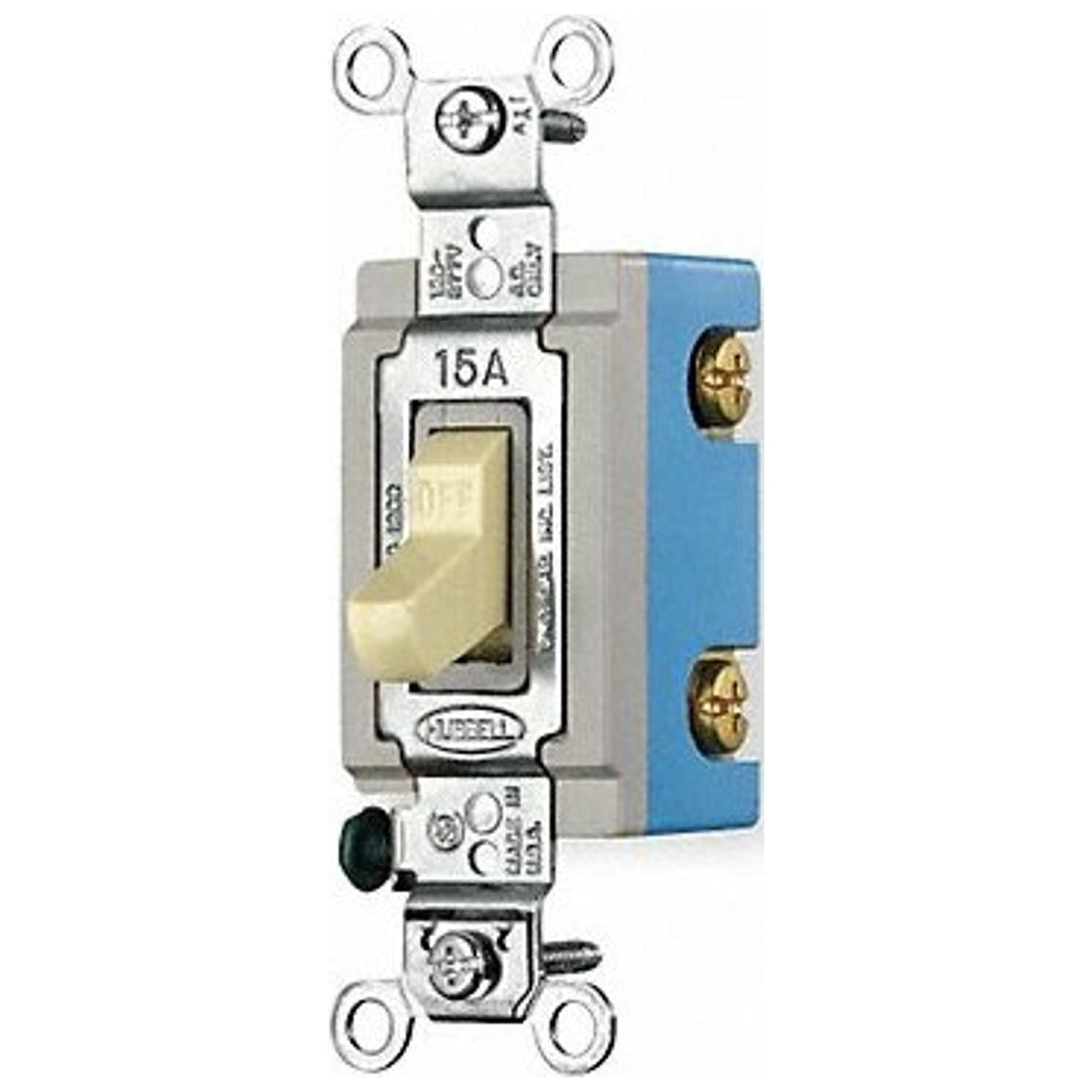 Hubbell Wiring Device-Kellems Wall Switch,Ivory,15A;Back;Side,SnglPole ...
