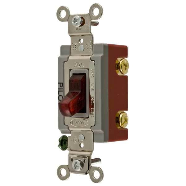 Hubbell Wiring Device-Kellems Pilot Wll Switch,Red,20A;Bk;Sd,SnglPole ...
