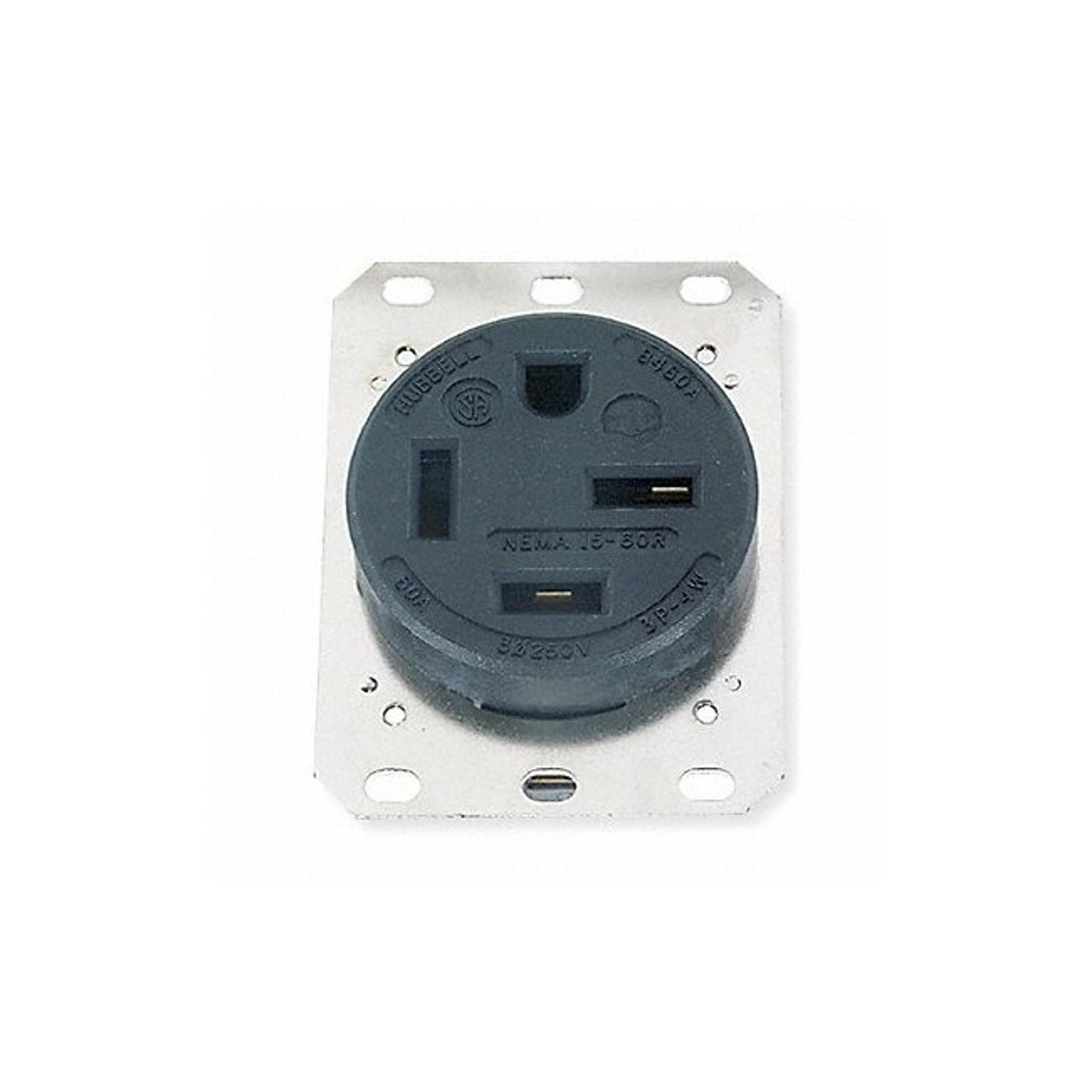 Hubbell Wiring Device-Kellems Recept,Blk, Noir,60 A,3P4W,Bk;Sd,1PK ...