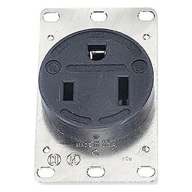 Hubbell Wiring Device-Kellems Recept,Black,50 A,2P3W,Back; Side,1PK ...