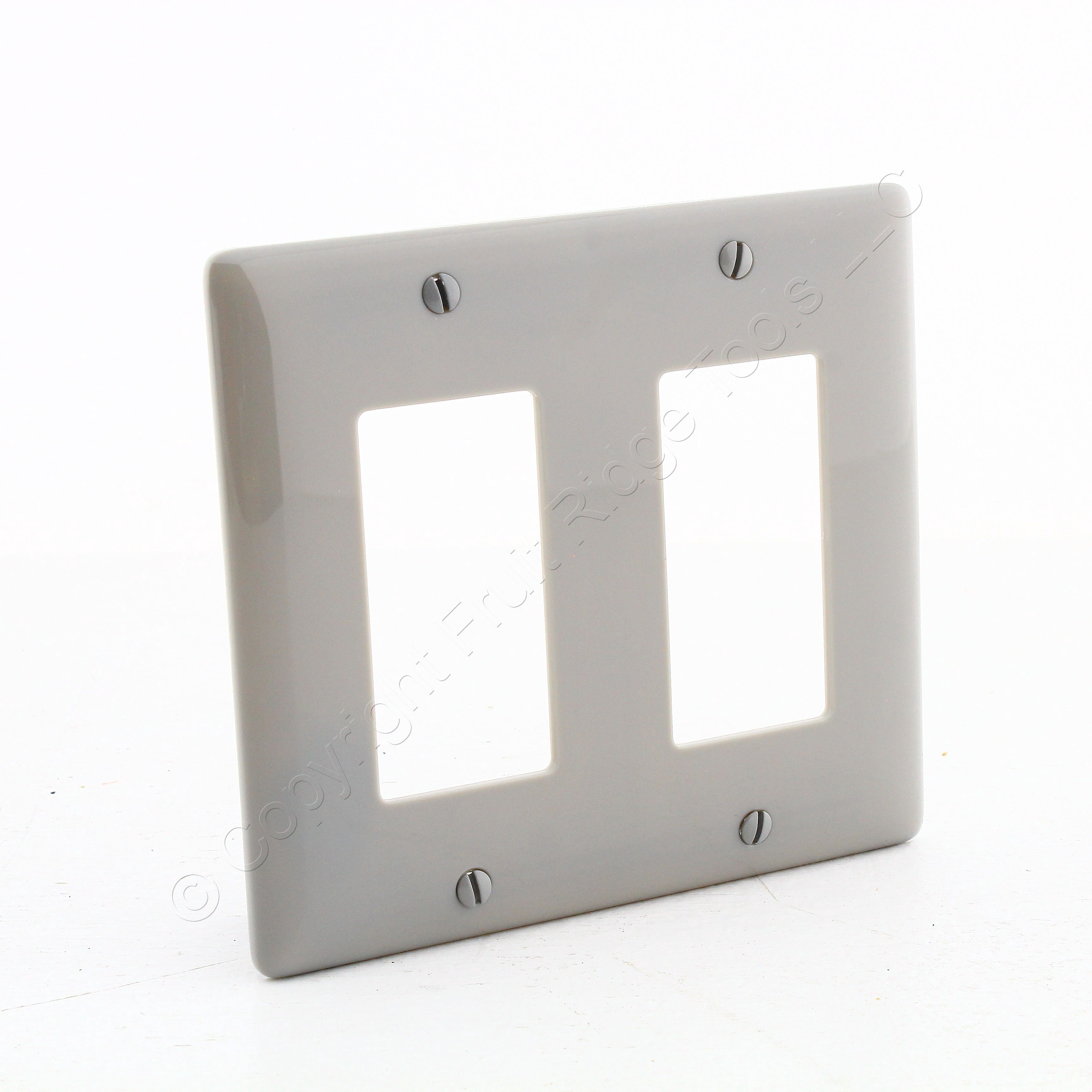 Hubbell HPS2347GY Gray Decorator Unbreakable Oversized 2-Gang Wallplate ...