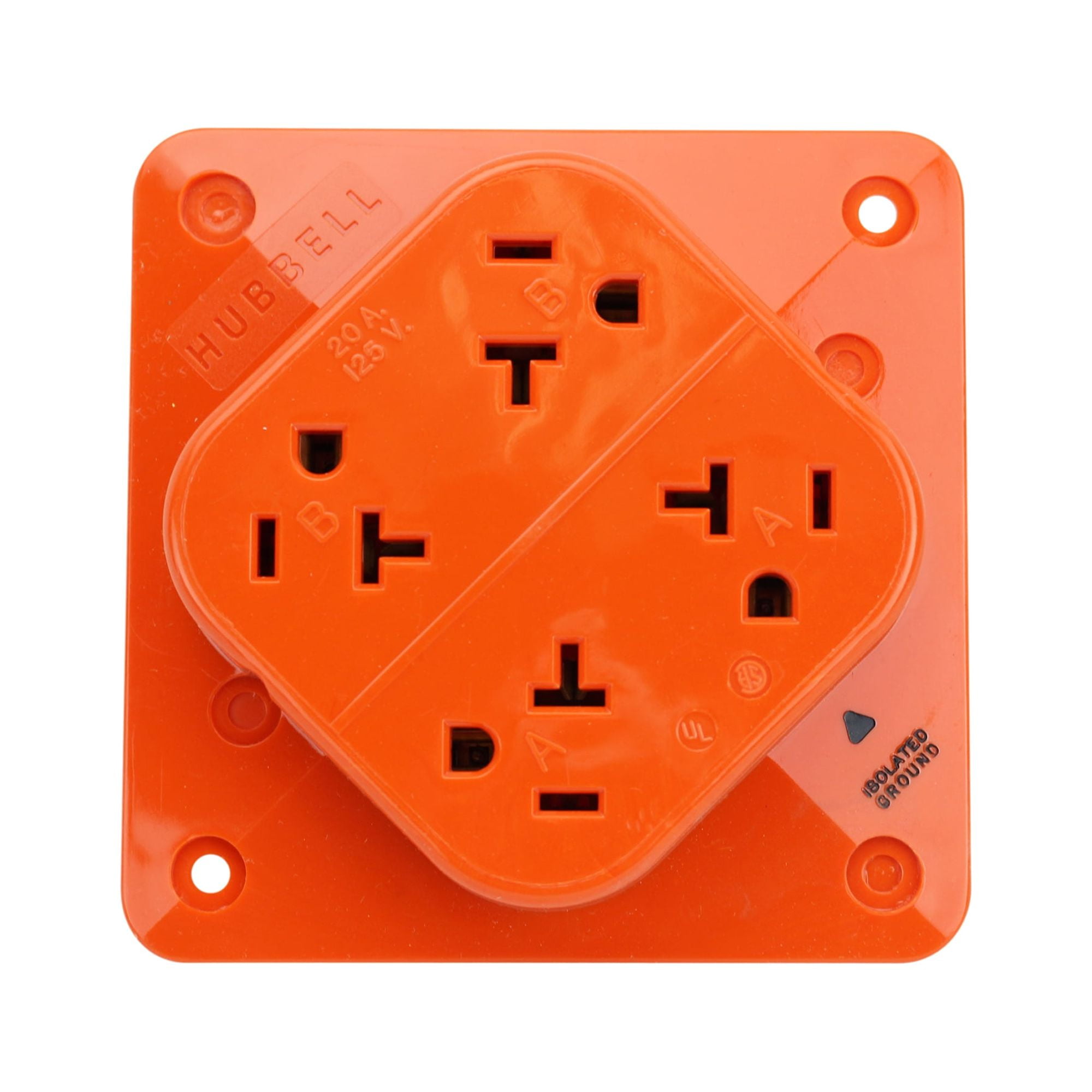 Hubbell IG420 4-Plex Receptacle Isolated Ground 20A 125V Grounding ...