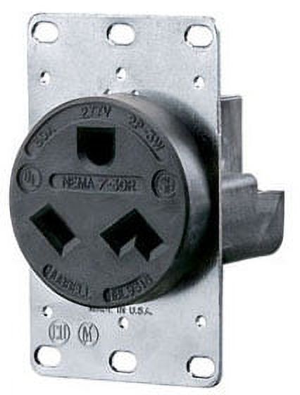 Hubbell Wiring Device-Kellems Recept,Black,30 A,2P3W,Back; Side,1PK ...