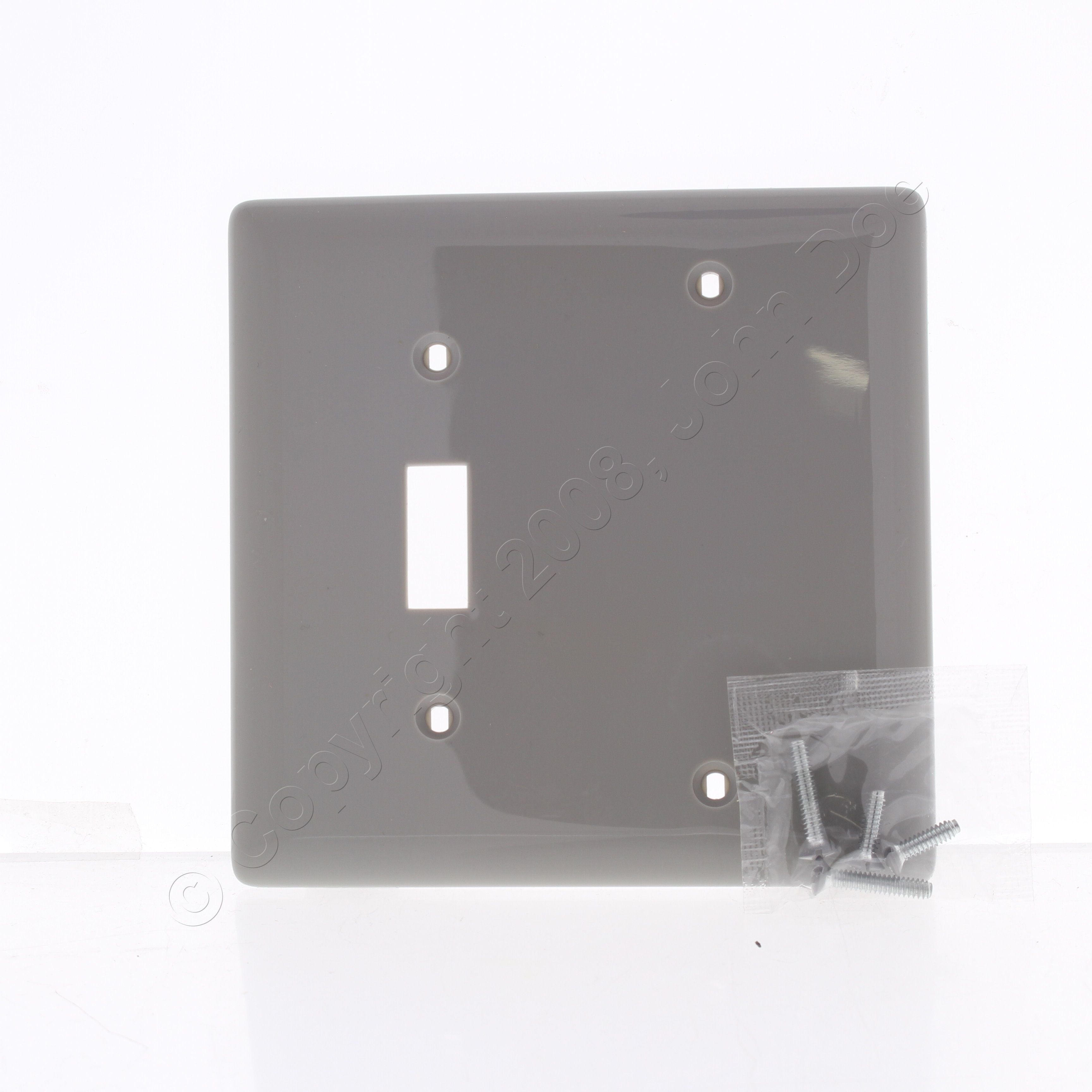 Hubbell NP113GY Gray 2-Gang Toggle Switch Blank Cover Switchplate ...