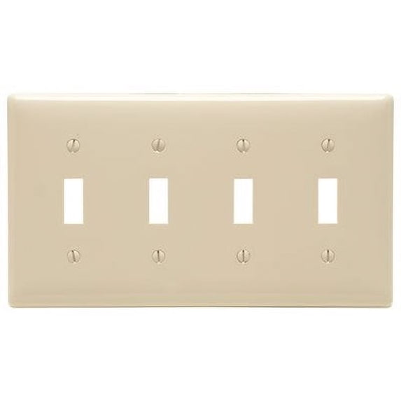 Hubbell NP4LA Light Almond Unbreakable 4-Gang Toggle Switch Base Cover ...